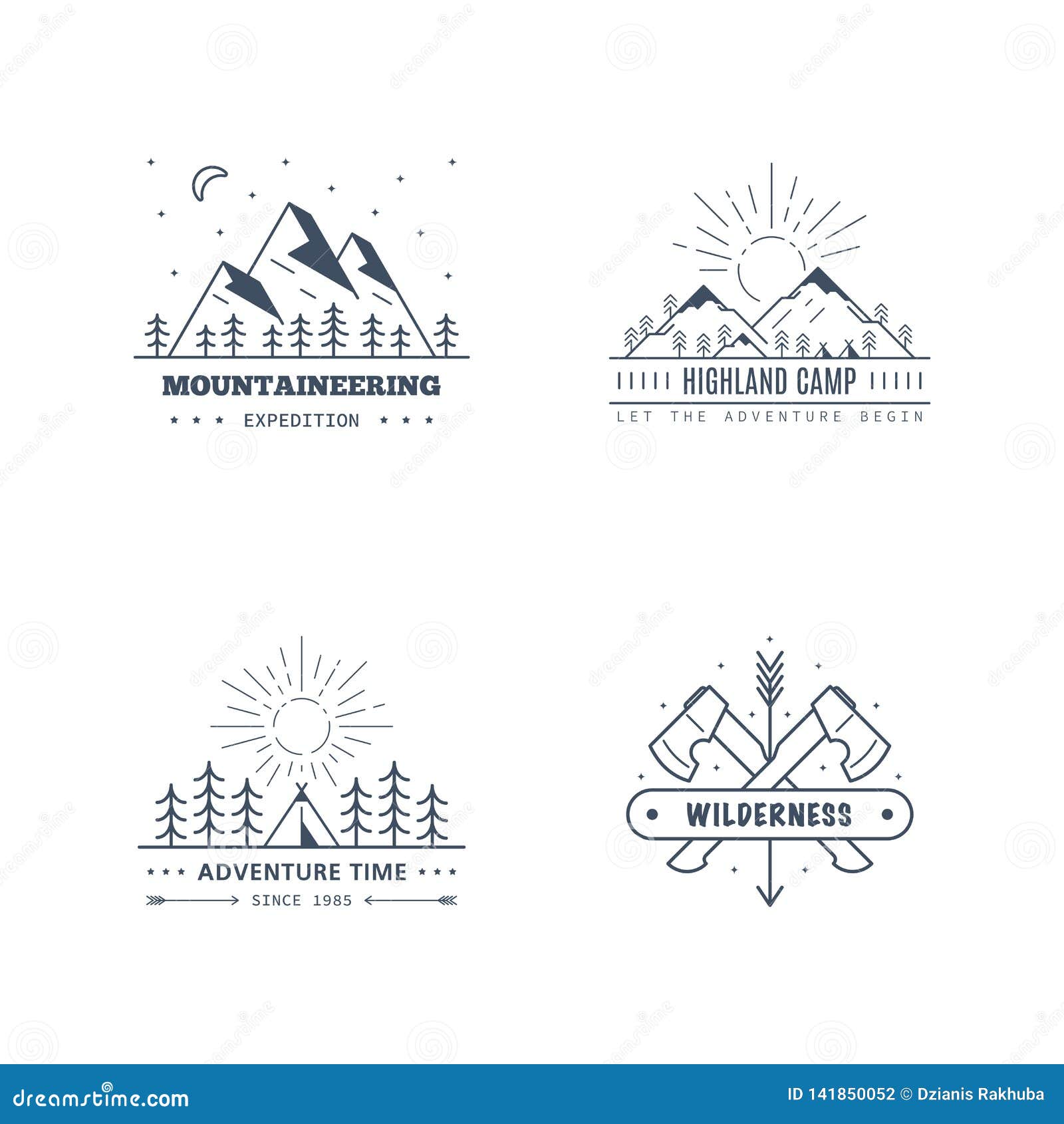 Outdoor Activities Logo Set Stock Vector - Illustration of exploration ...