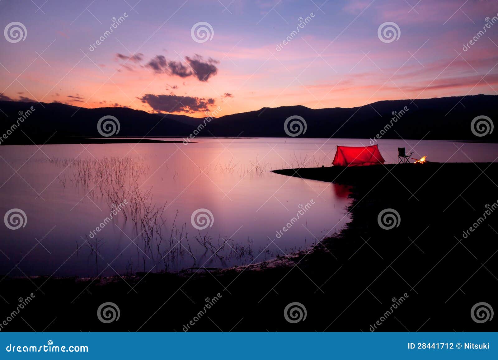 Camping Sunset stock photo. Image of bonfire, nature - 28441712