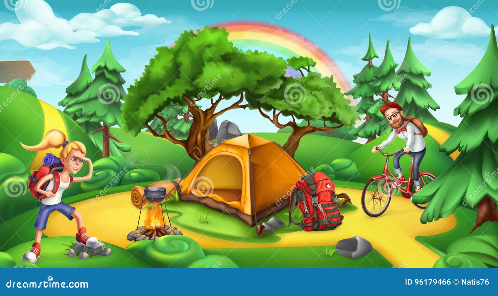 Camping Wild Animals Cartoons