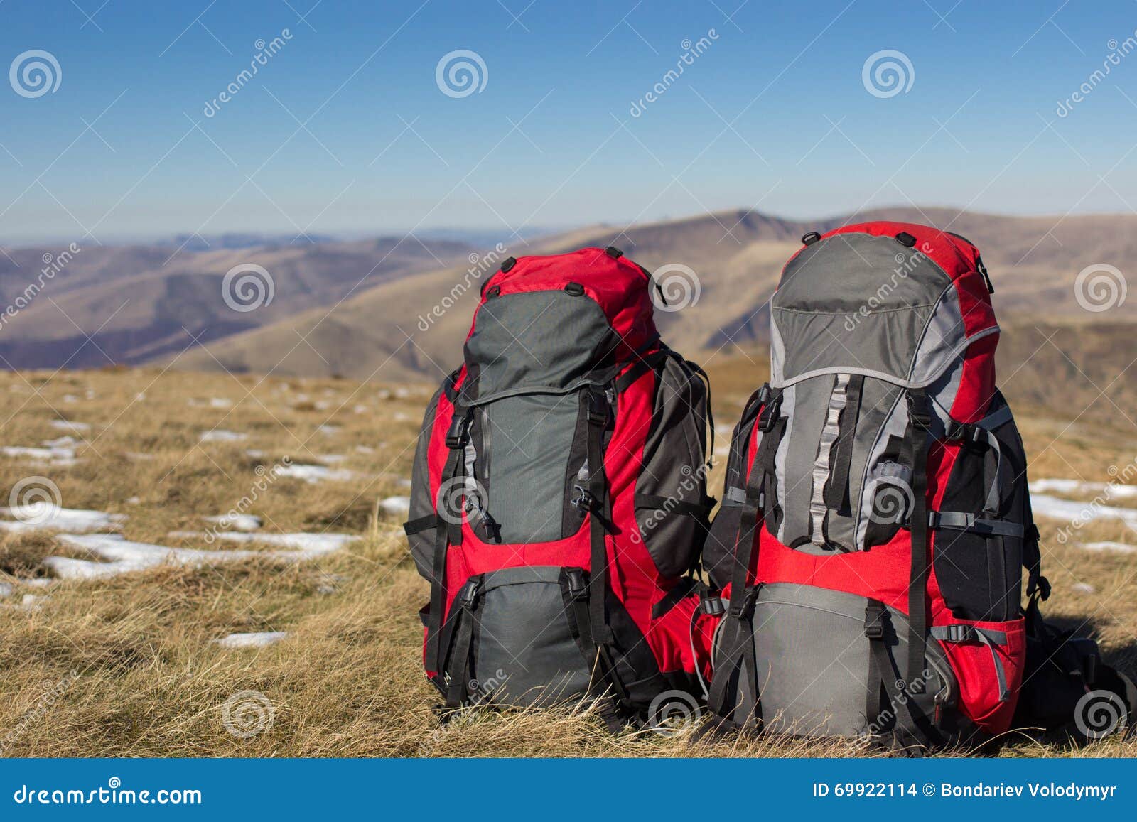 Camping with Backpack in the Mountains. Stock Photo - Image of happy ...