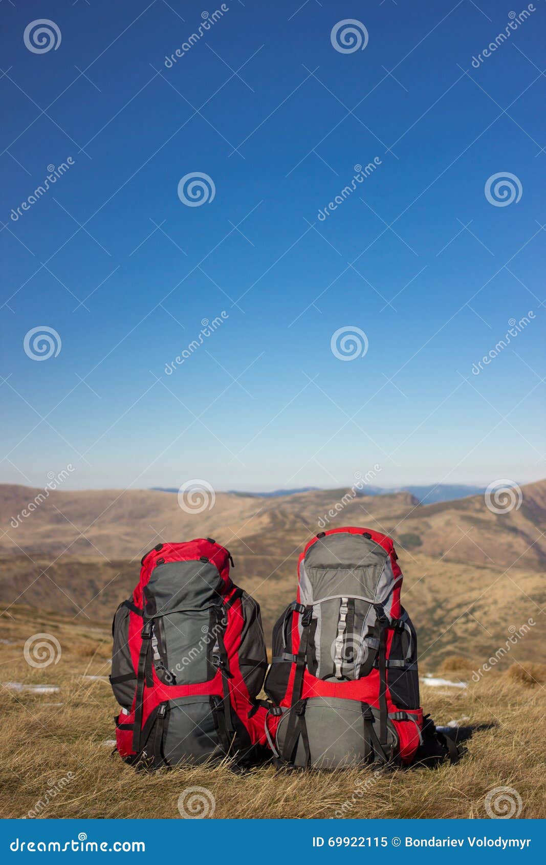Camping with Backpack in the Mountains. Stock Image - Image of ...