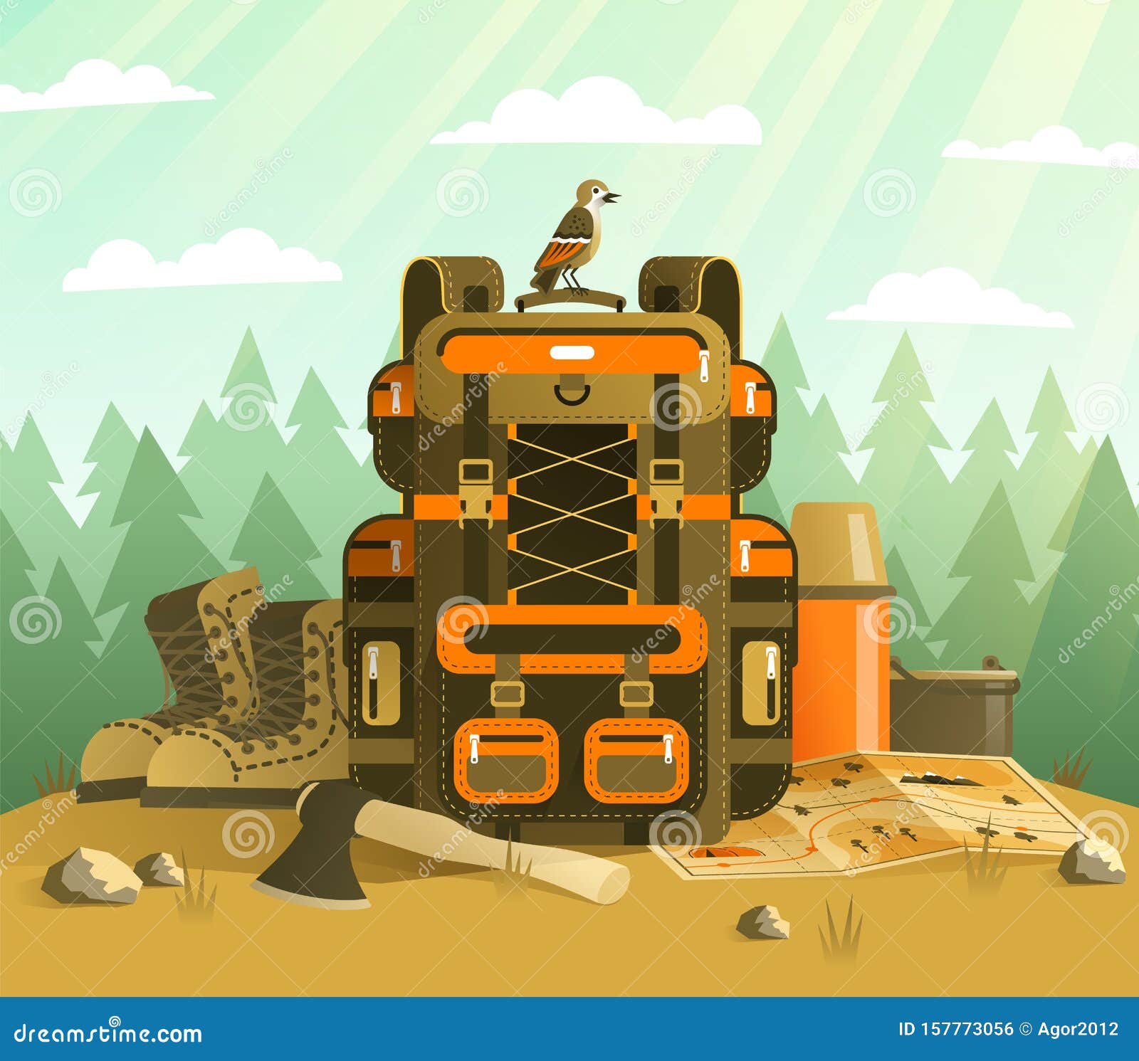 Camping Backpack. Vector Illustration, Flat, Cartoon Style ...
