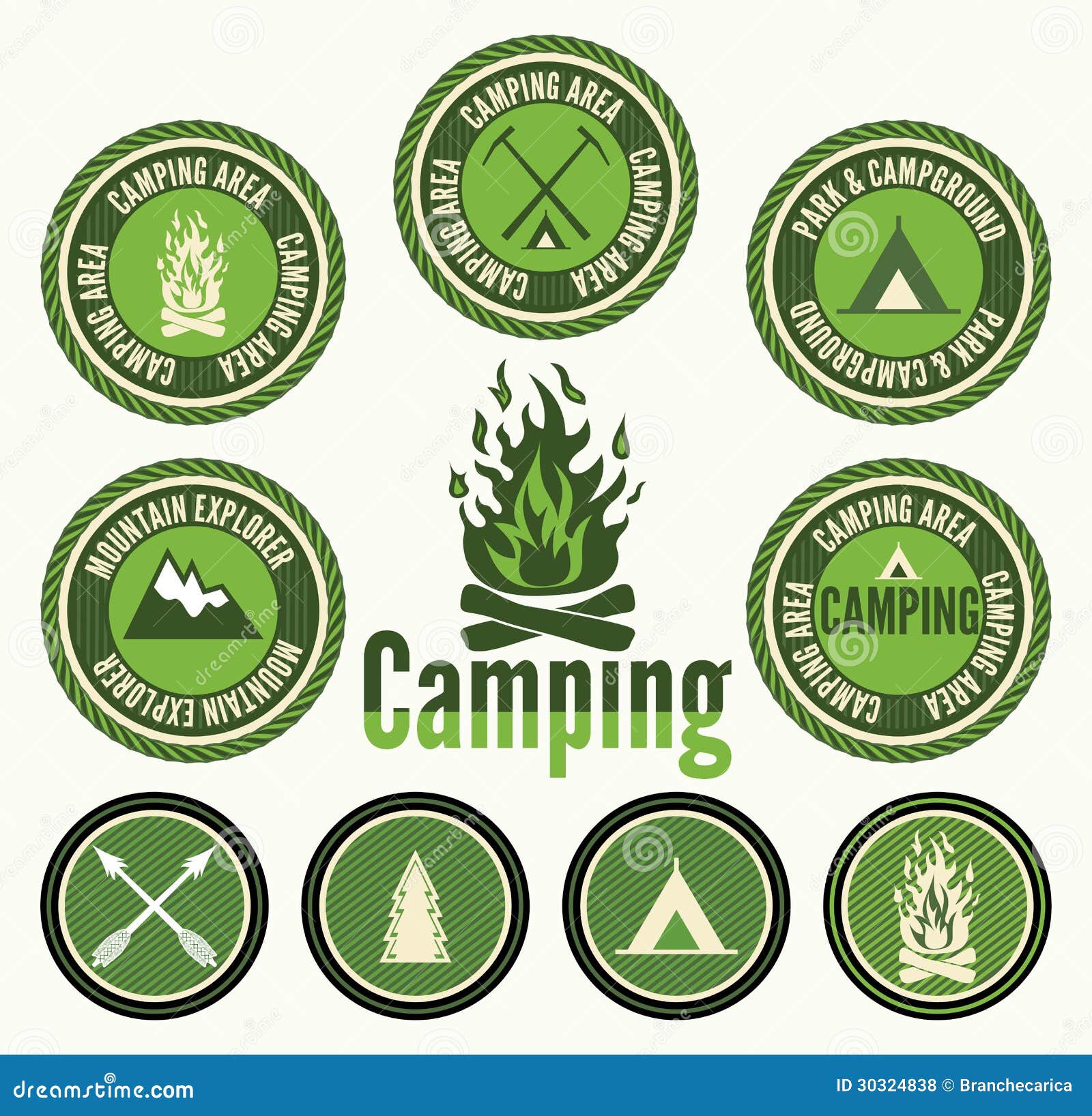 Camping badges and labels stock vector. Illustration of quality - 30324838