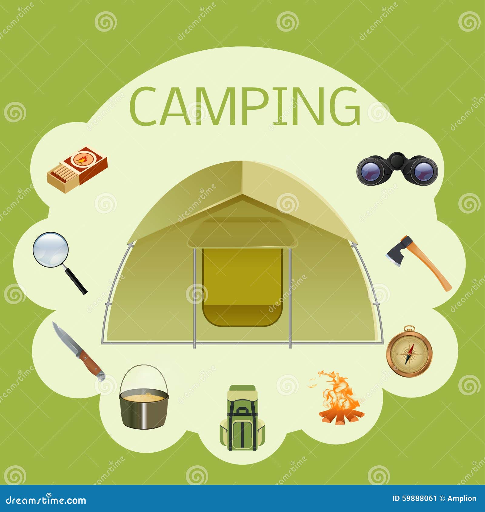 Camping Banner Icons. Editable Stroke Vector Infographic. Summer ...