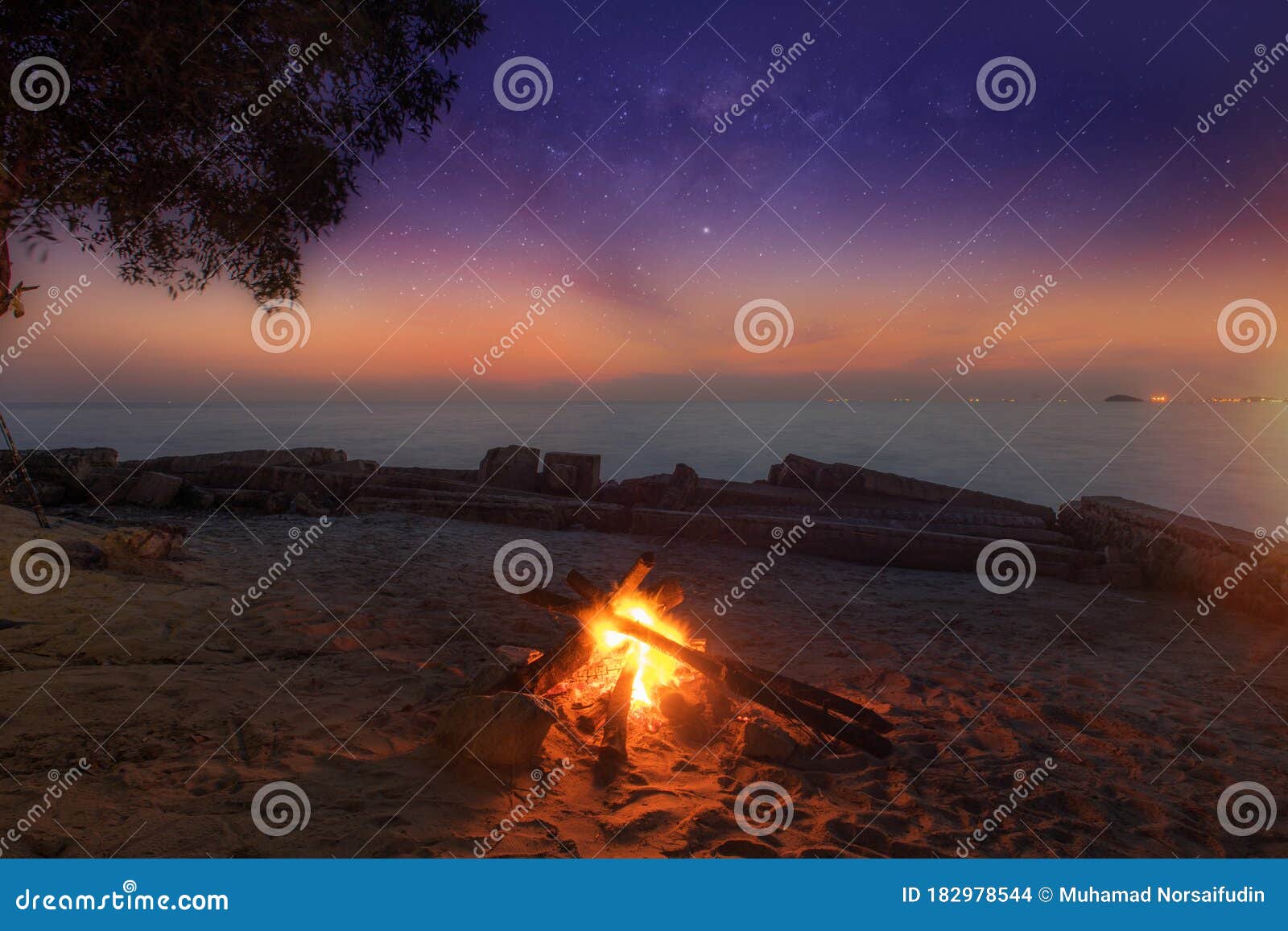 Camping by the beach. stock photo. Image of energy, light - 182978544