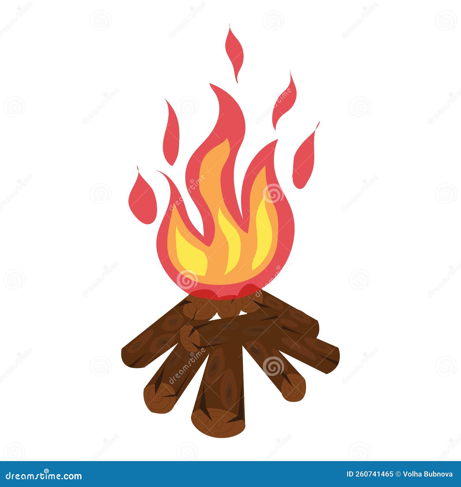 Camping Bonfire in Cartoon Style. Stock Illustration - Illustration of ...