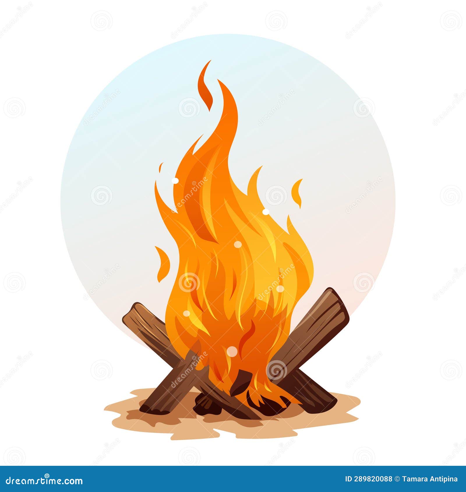 Camping Burning Bonfire. Open Flame Stock Illustration - Illustration ...