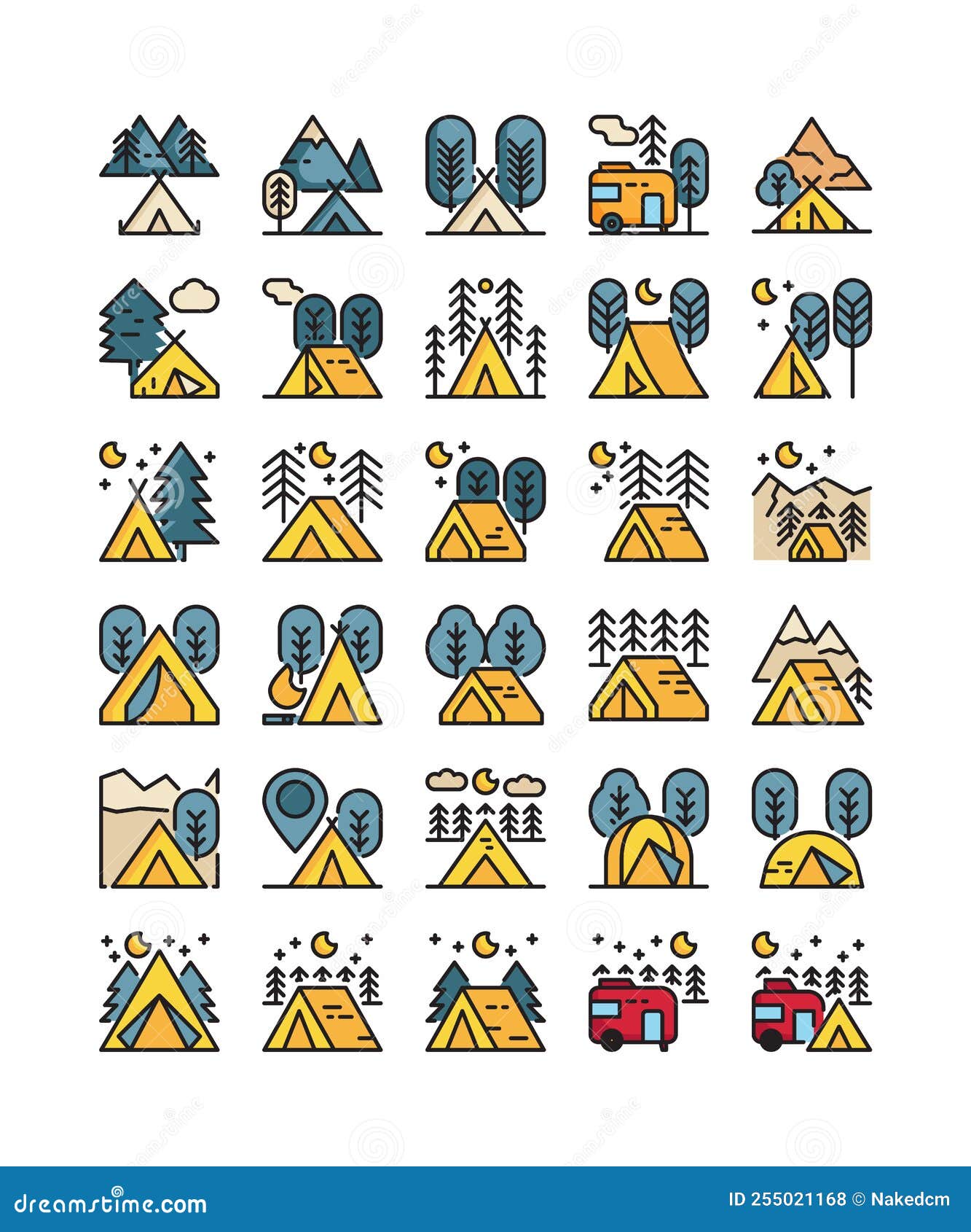 Campground Icon. Red Glossy Metallic Campground Symbol Isolated On ...