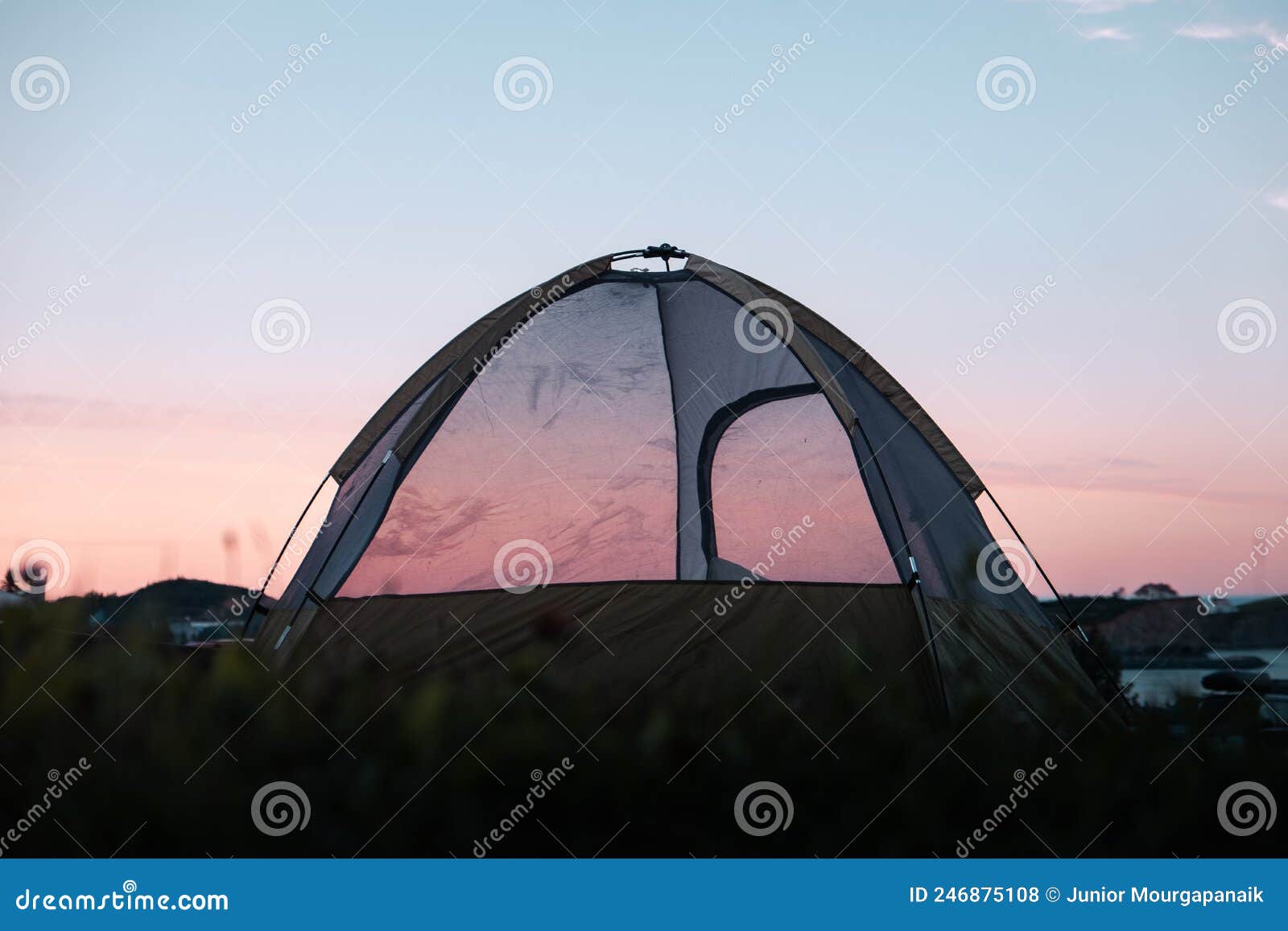 View on the Sunset from the Camping Stock Photo - Image of landmark ...