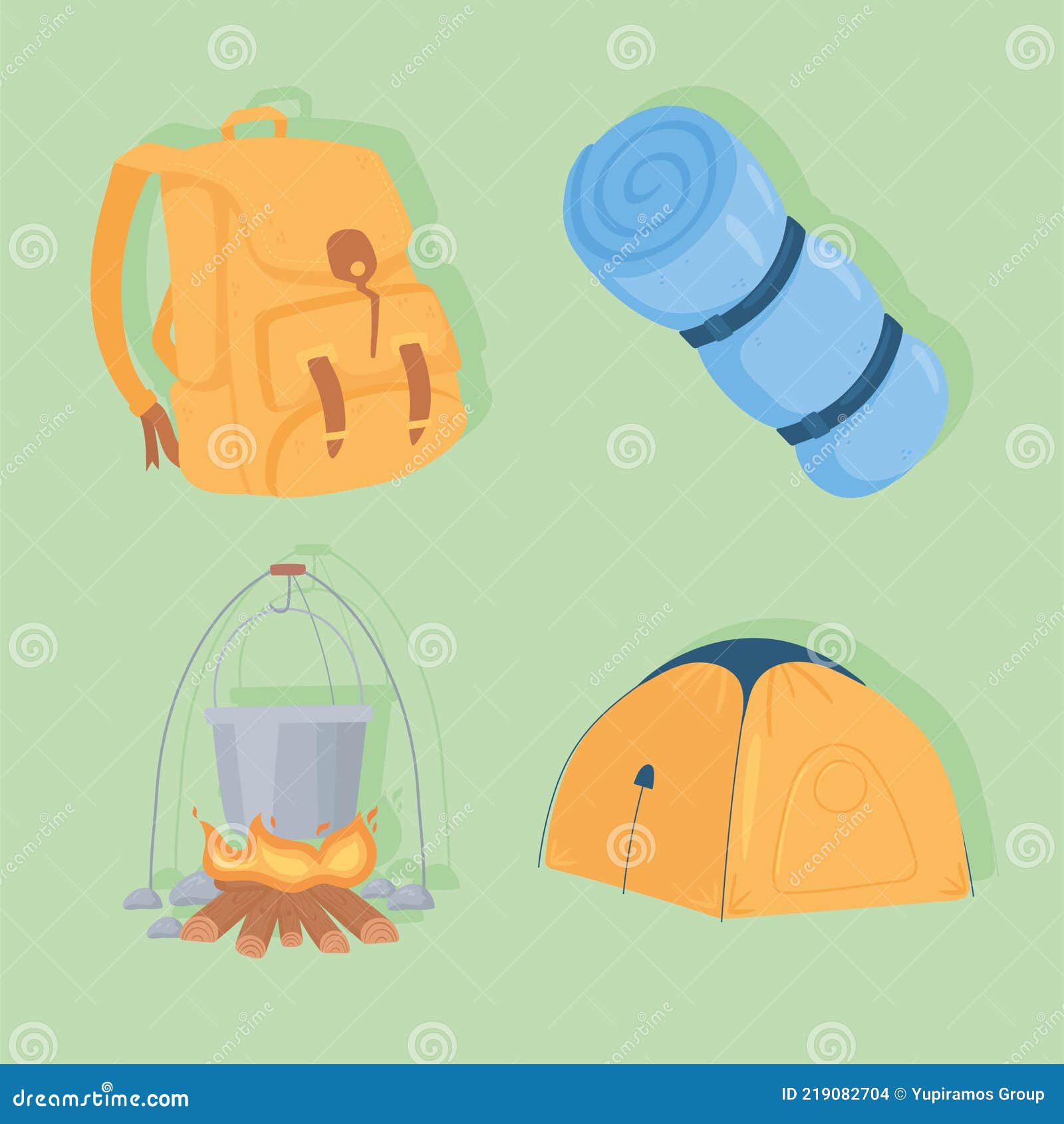 Camping cartoon set stock vector. Illustration of outdoor - 219082704