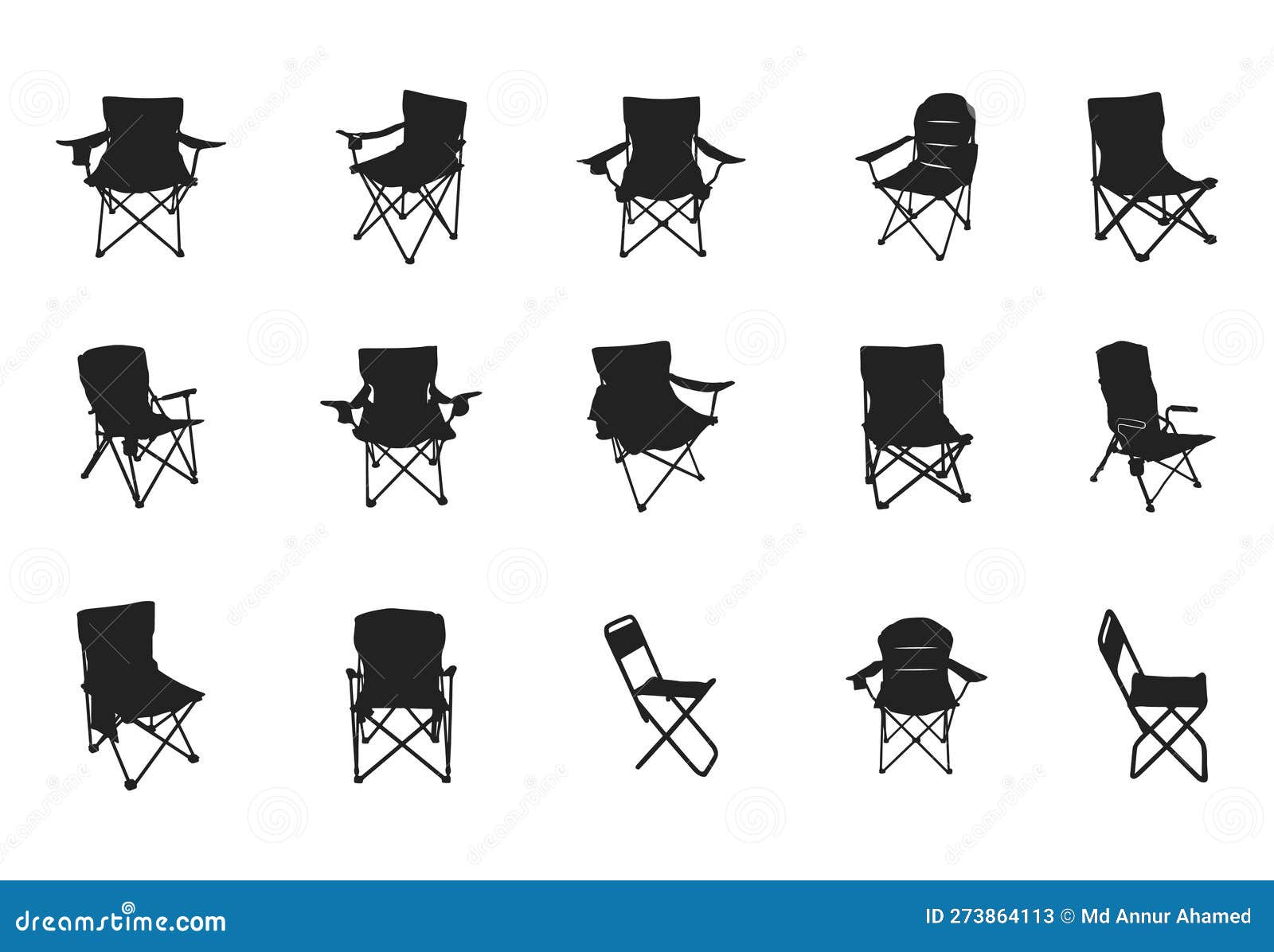 Camping Chair Silhouette, Camping Chair Vector. Stock Vector ...