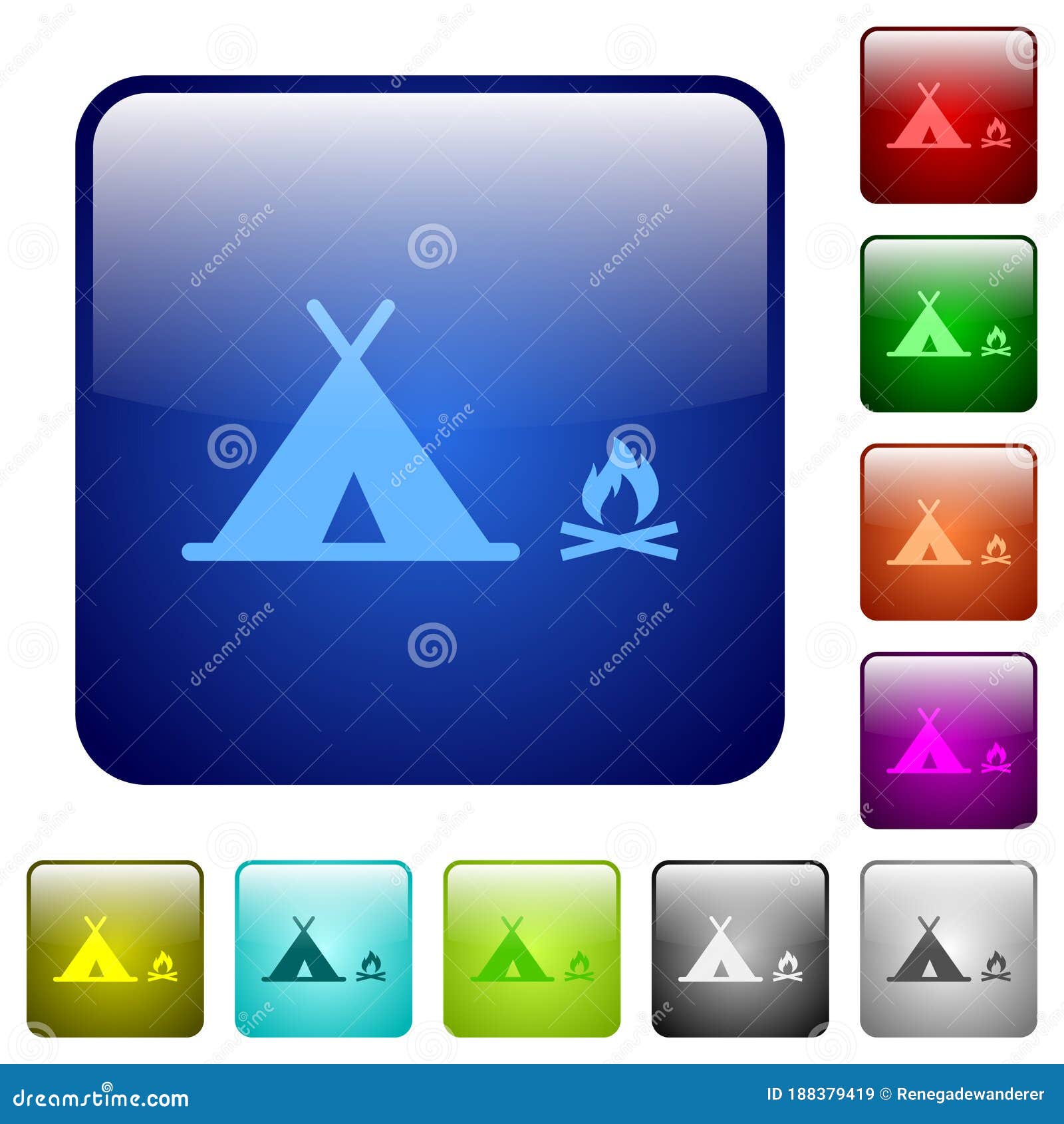 Camping Color Square Buttons Stock Vector - Illustration of activity ...