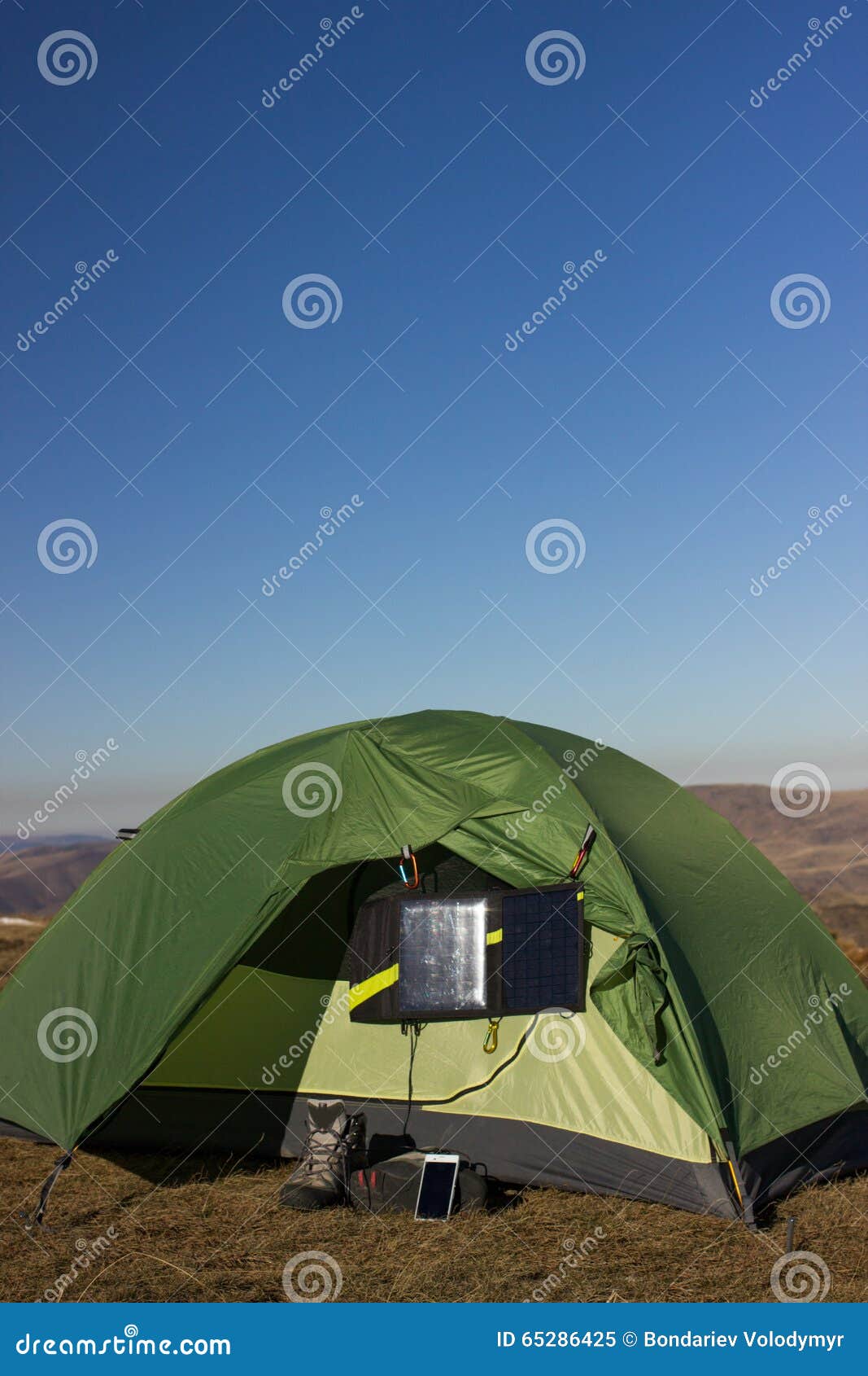 Camping elements. stock image. Image of clouds, goal - 65286425