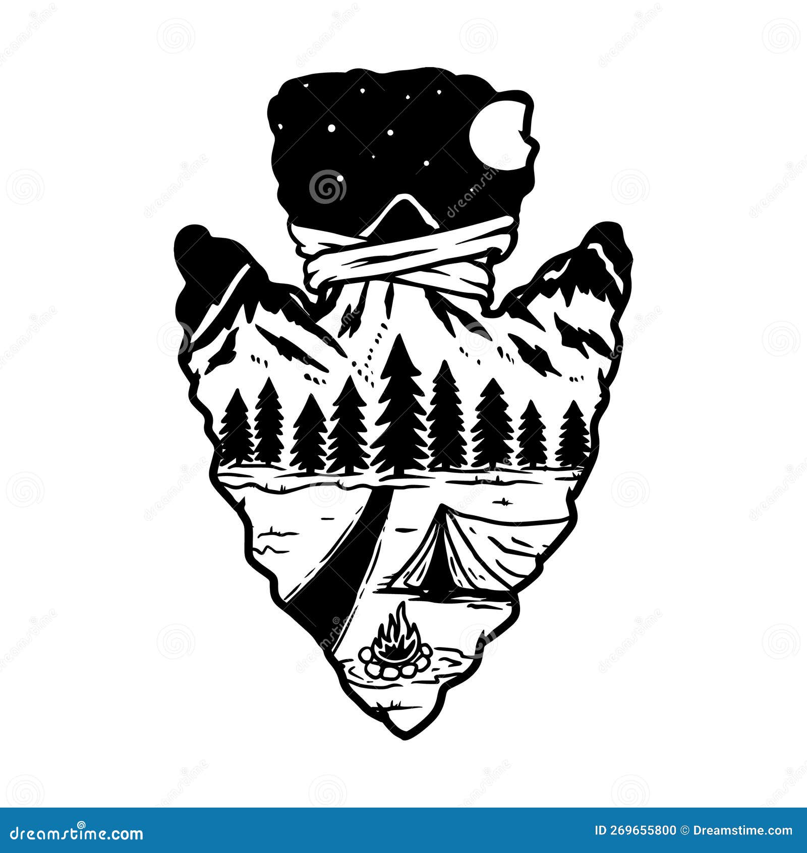 Camping Emblem in Arrowhead Shape. Design Element for Poster, Card ...