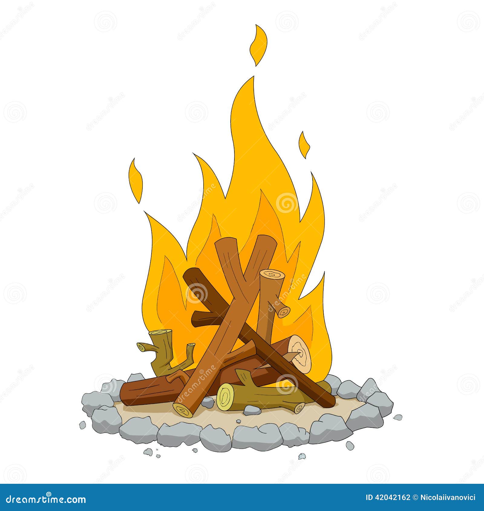 Camping Fire Background Cartoon Vector | CartoonDealer.com #70071293