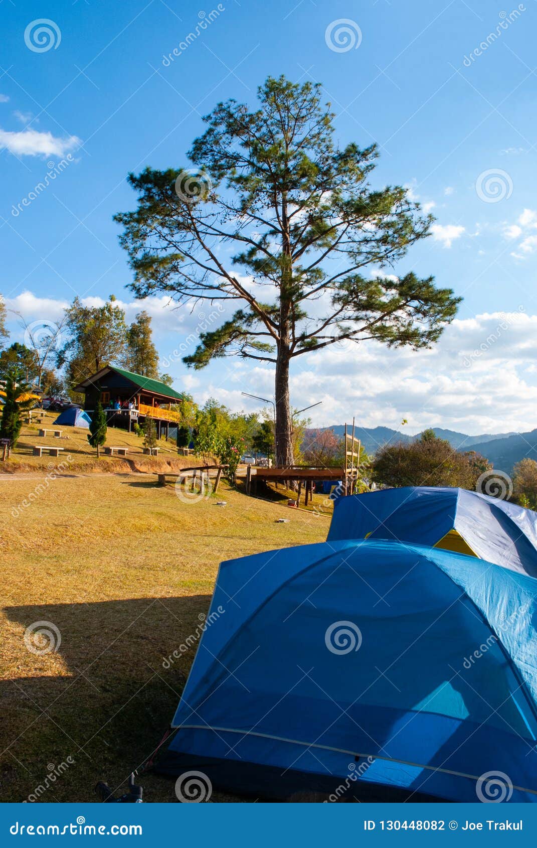 Camping on the hill stock photo. Image of hill, floor - 130448082