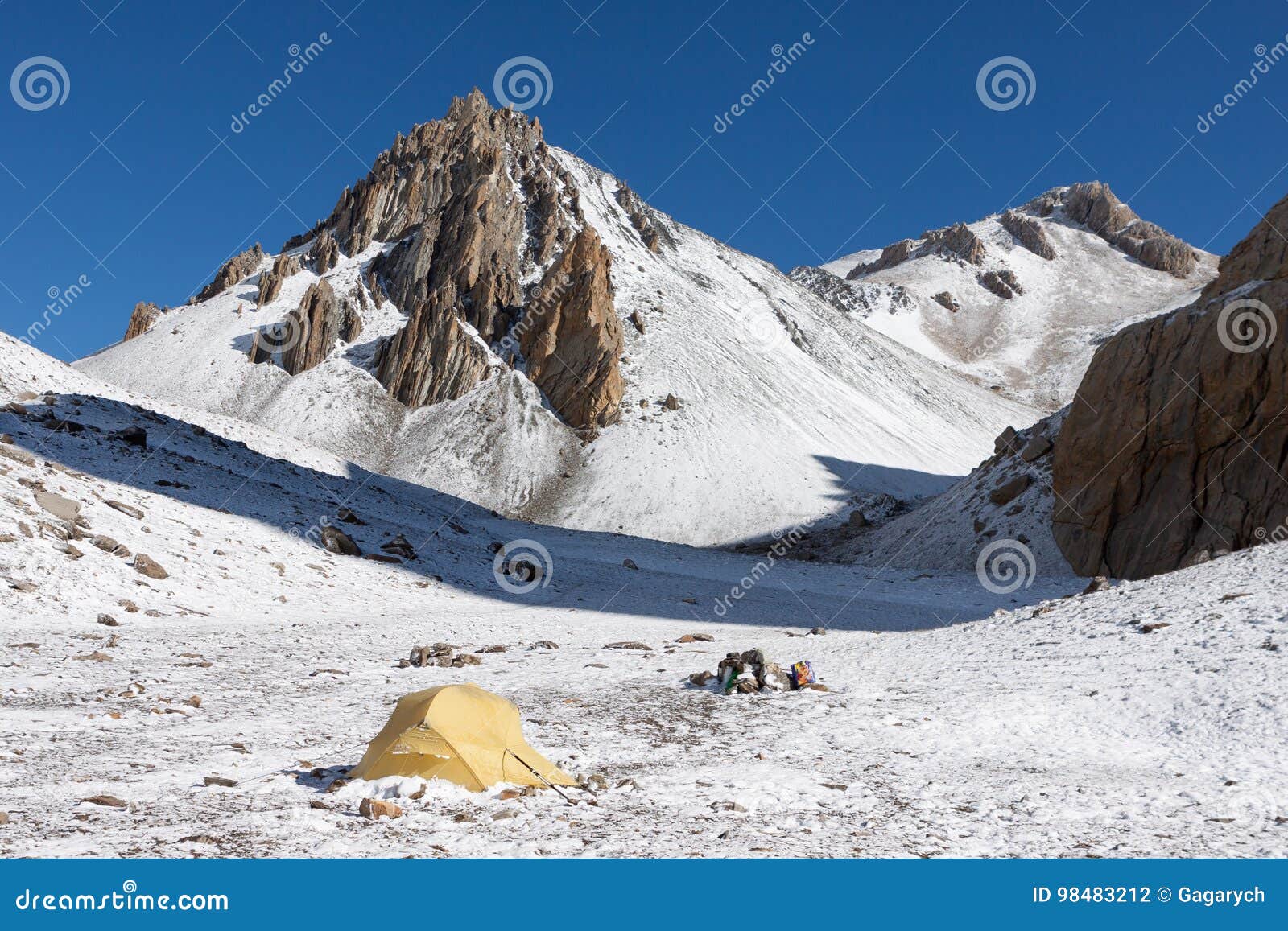 Camping in Himalayan. stock photo. Image of nepal, outdoor - 98483212
