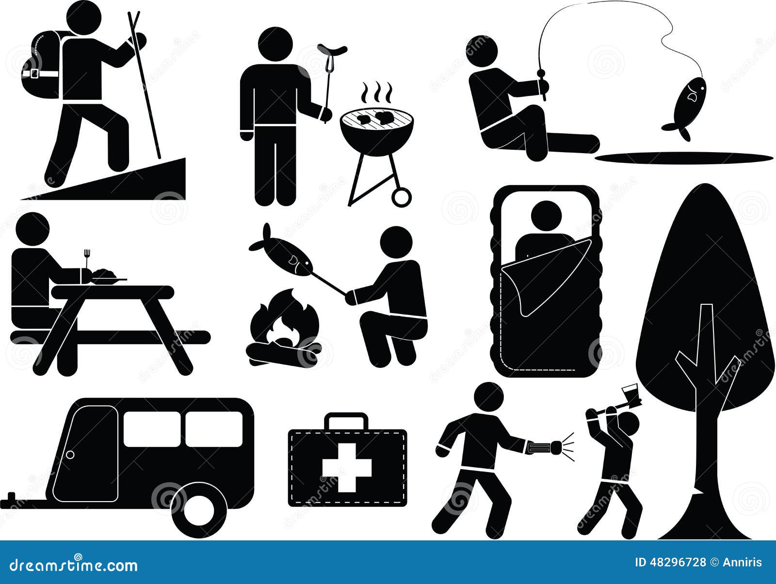 Camping icon stock vector. Illustration of campfire, icon - 48296728