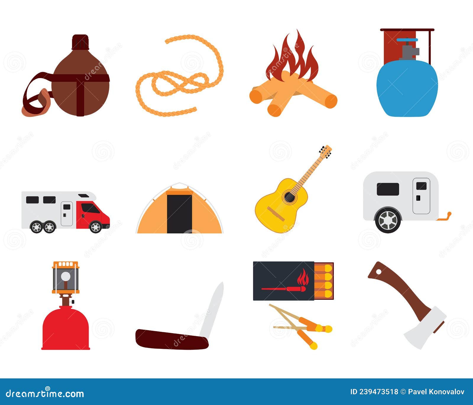 Camping Icon Set stock vector. Illustration of sign - 239473518