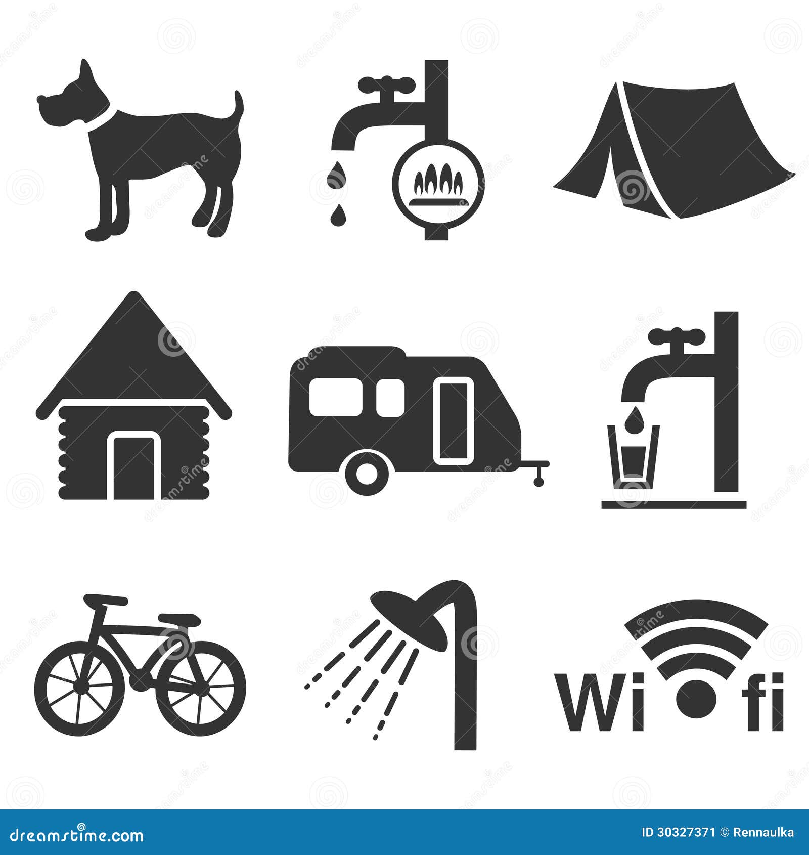 Camping Icons, Mushrum Hunting Symbols Cartoon Vector | CartoonDealer ...
