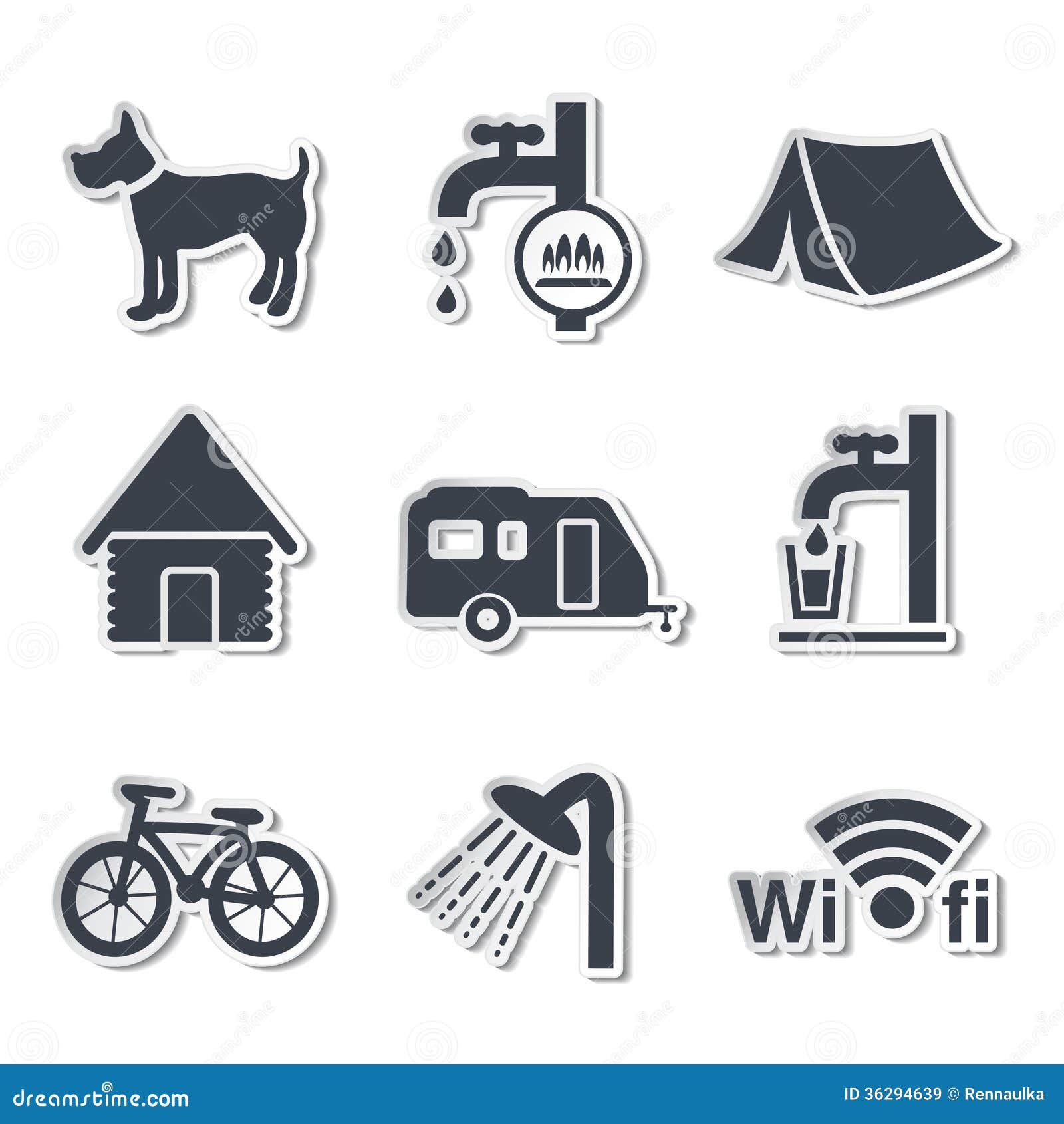 Camping icons - stickers stock vector. Illustration of circular - 36294639