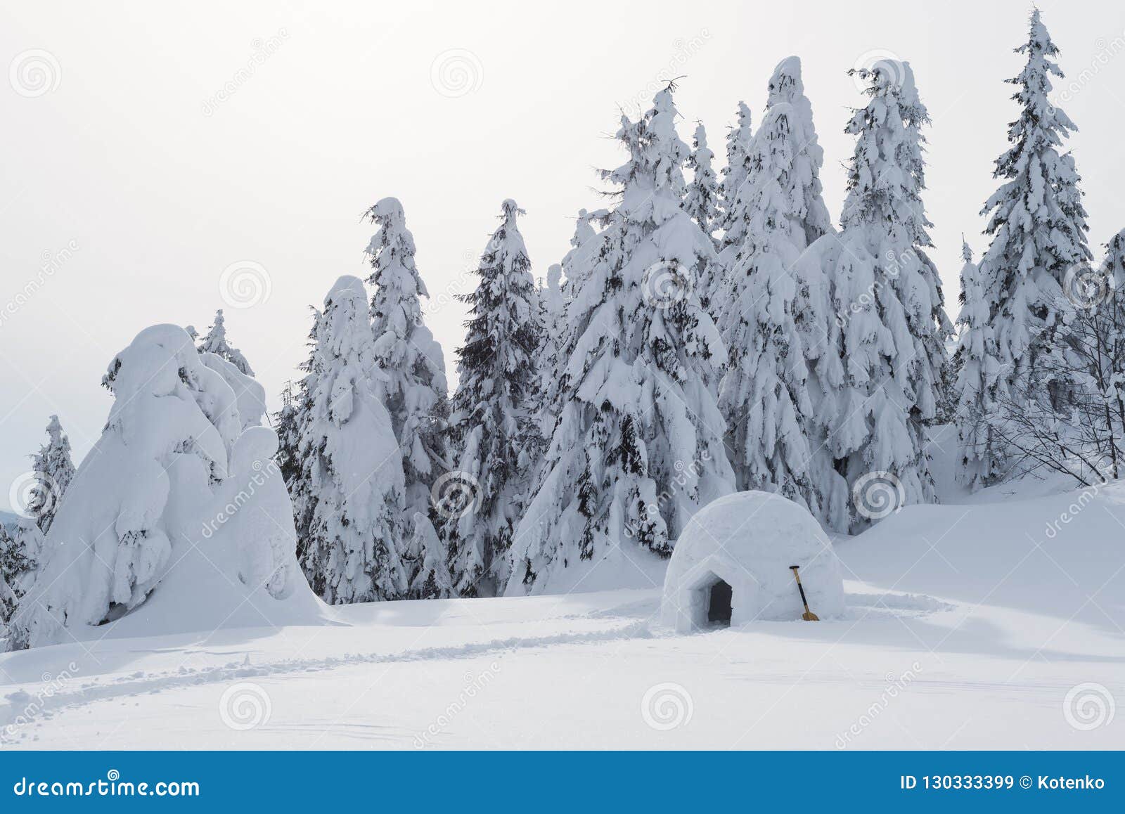 Camping with Igloo in the Snow Stock Image - Image of pathway, outdoors ...
