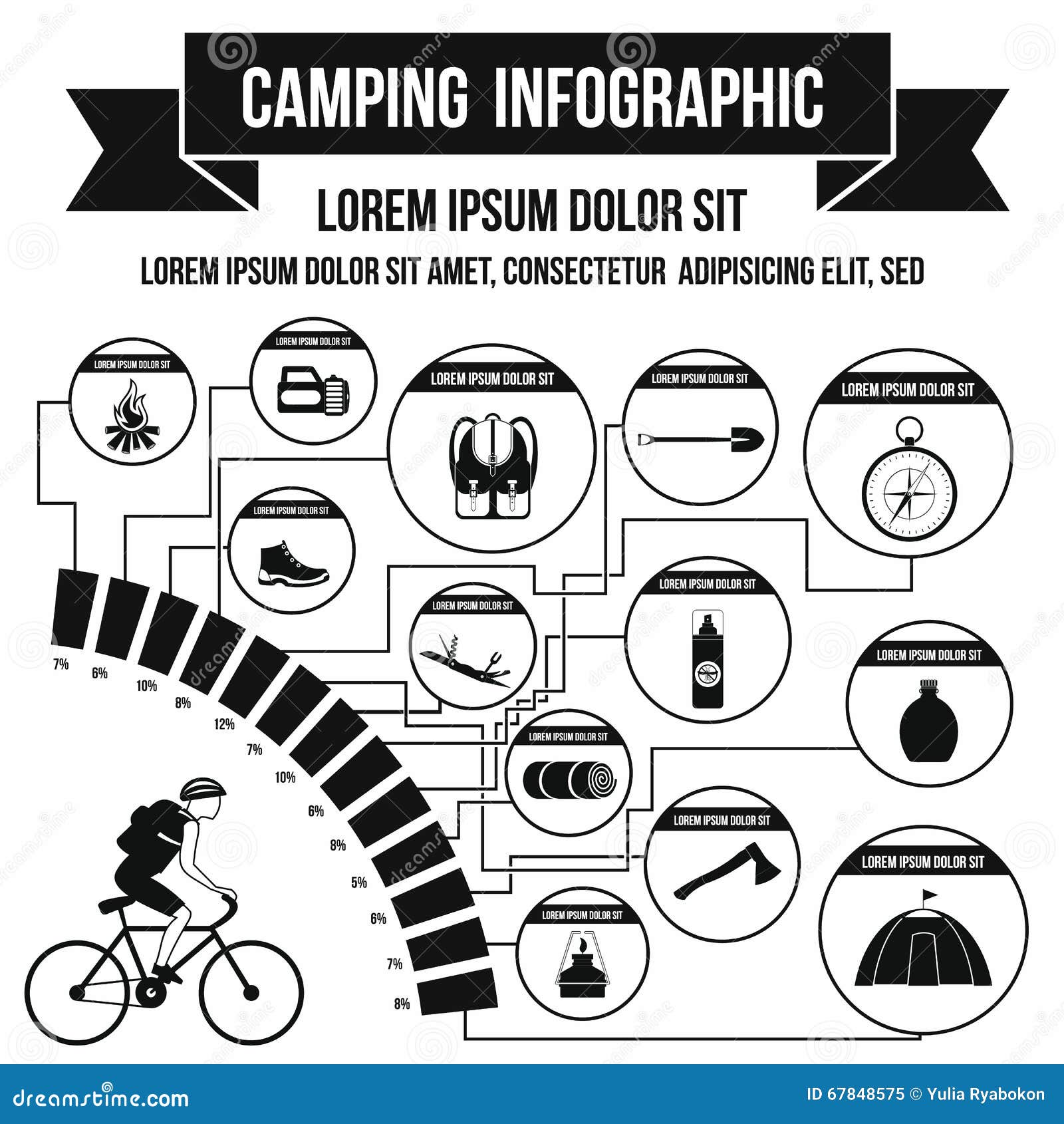 Camping Infographic, Simple Style Stock Vector - Illustration of design ...