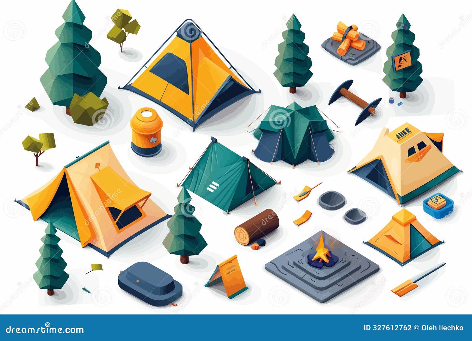 Camping Isometric Flowchart Cartoon Vector | CartoonDealer.com #158889369