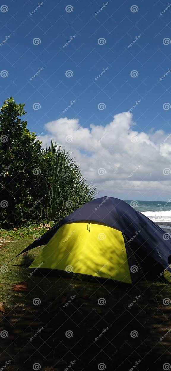 Camping Net on the Java Beach Stock Image - Image of camping, graund: 258090201