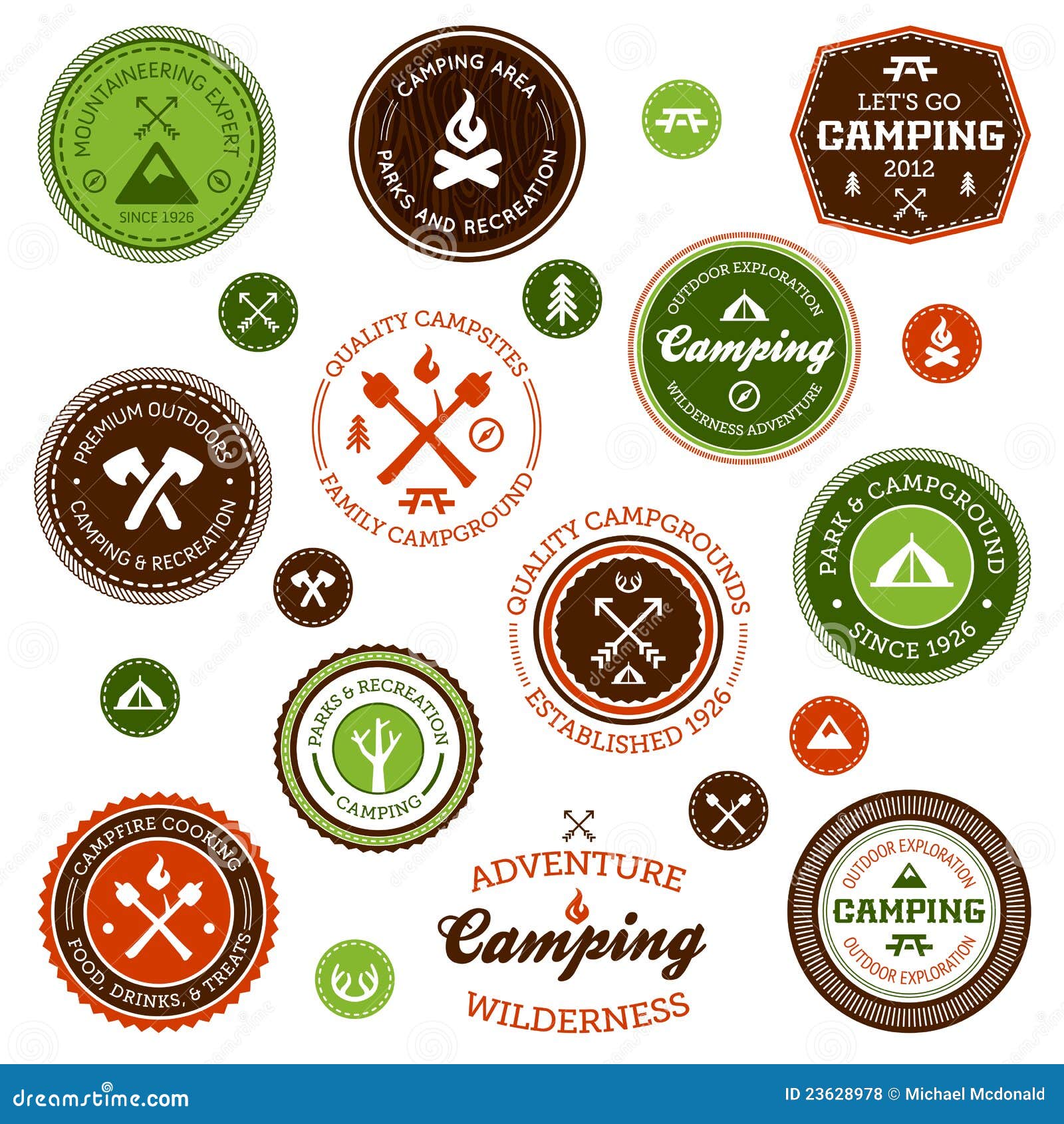 Camping labels stock vector. Illustration of outdoor - 23628978