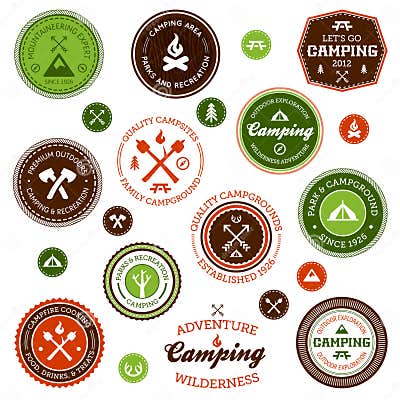 Camping labels stock vector. Illustration of outdoor - 23628978