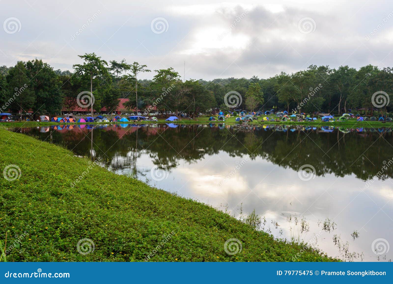 Camping at lake view park stock image. Image of beautiful - 79775475