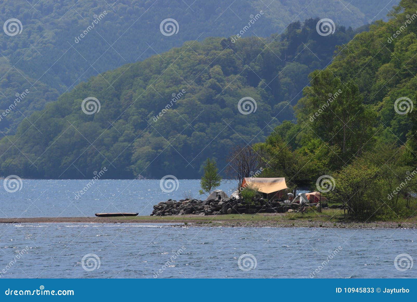 Camping at lakeside stock image. Image of spring, camping - 10945833