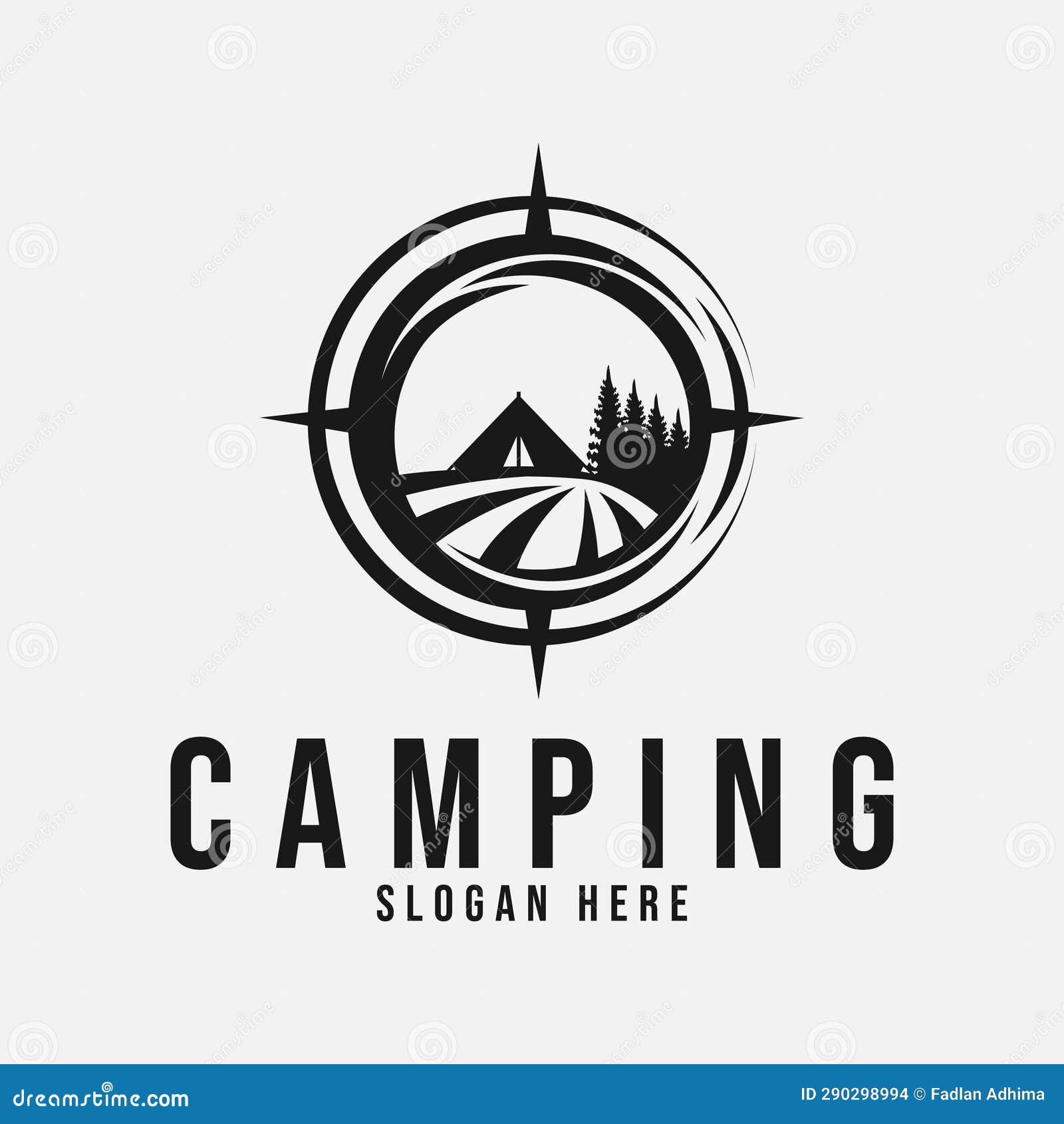 Camping Logo Design Inspiration with Compass and Forest Illustration ...