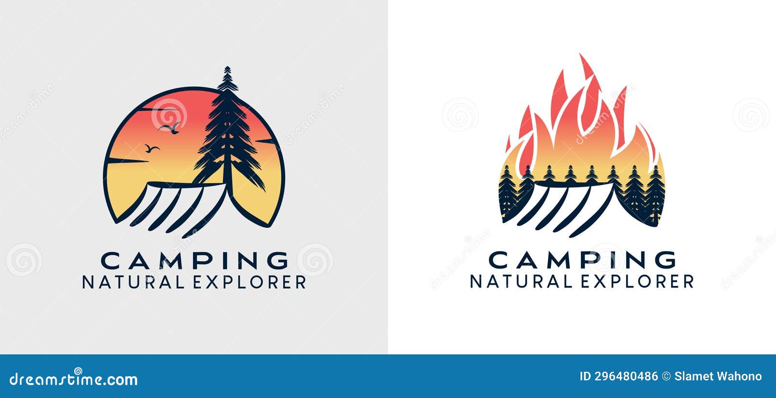 Vector Illustration of Camping Logo Design with Tent and Nature Symbols ...