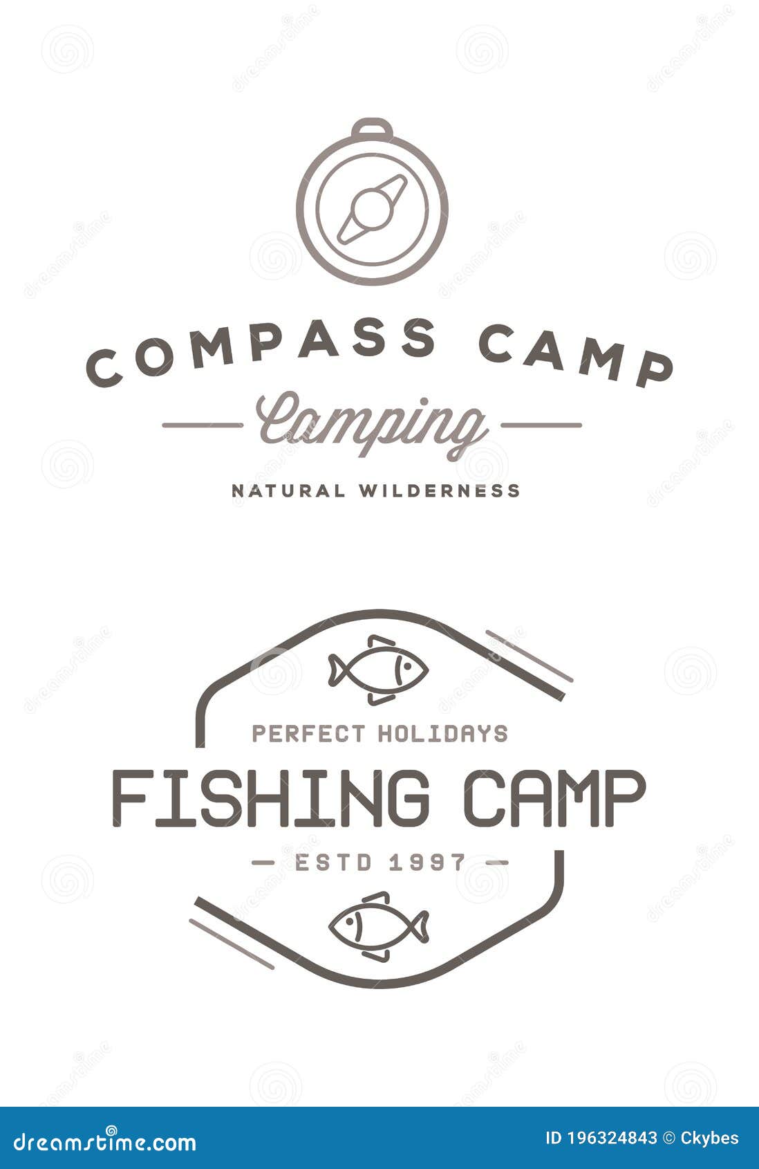 Camping Logos Templates Vector Design Elements And Silhouettes Set ...