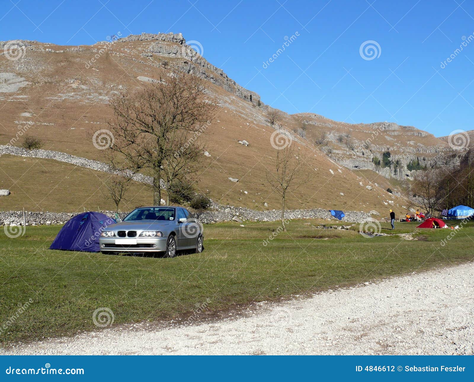 Camping at Malham Cove stock photo. Image of daylight - 4846612