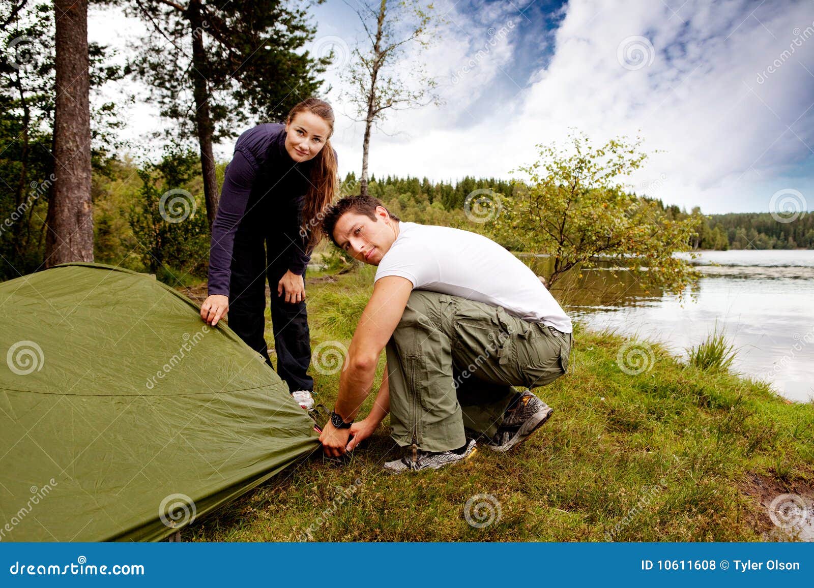 Camping Man and Woman stock photo. Image of leisure, mountains - 10611608