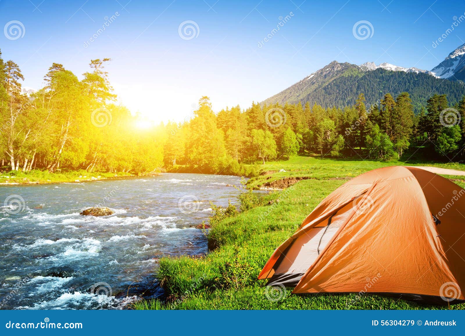 Camping in mountains stock image. Image of leisure, sport - 56304279