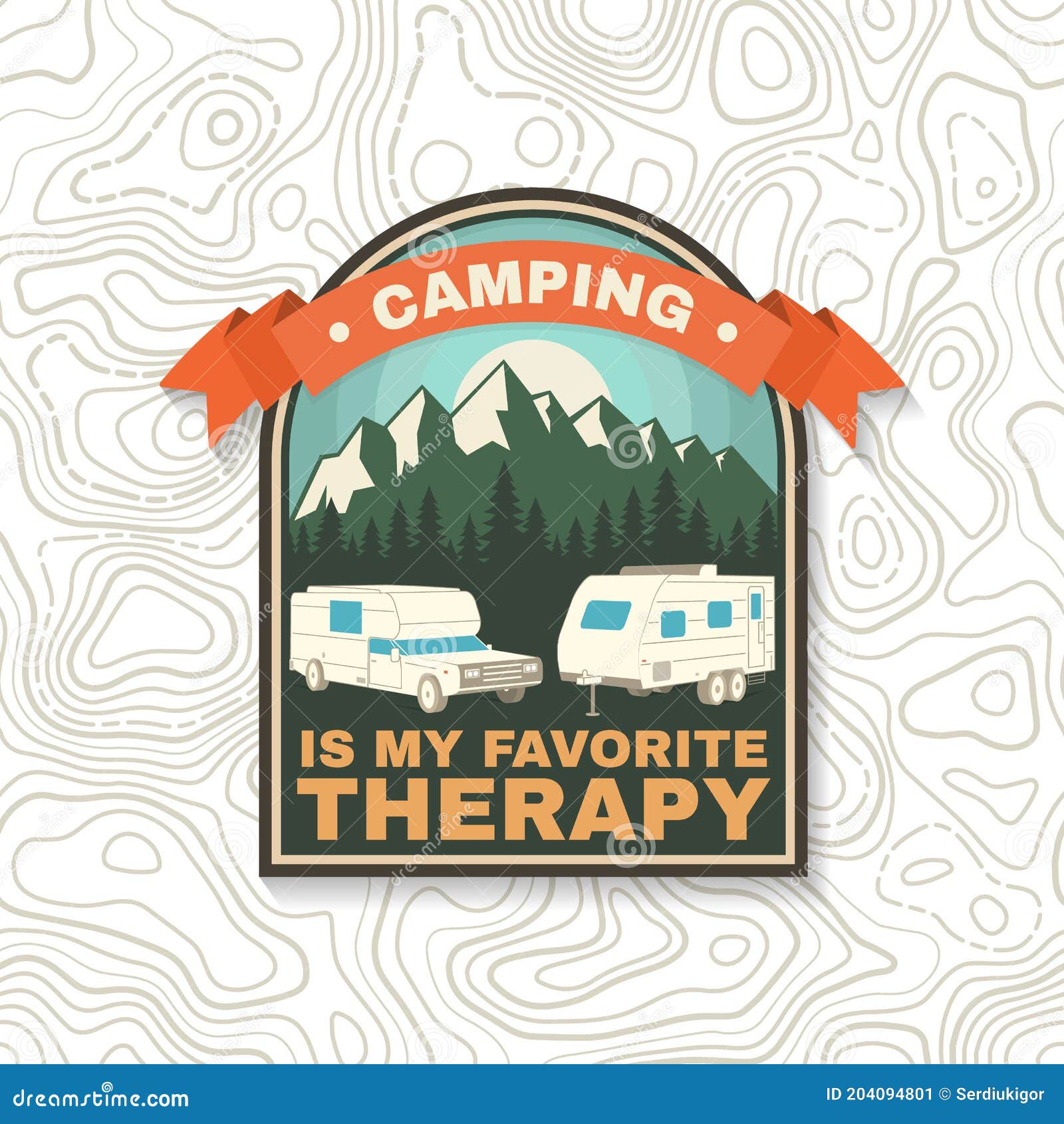Camping Is My Favorite Therapy Print Patch Camping Quote Vector