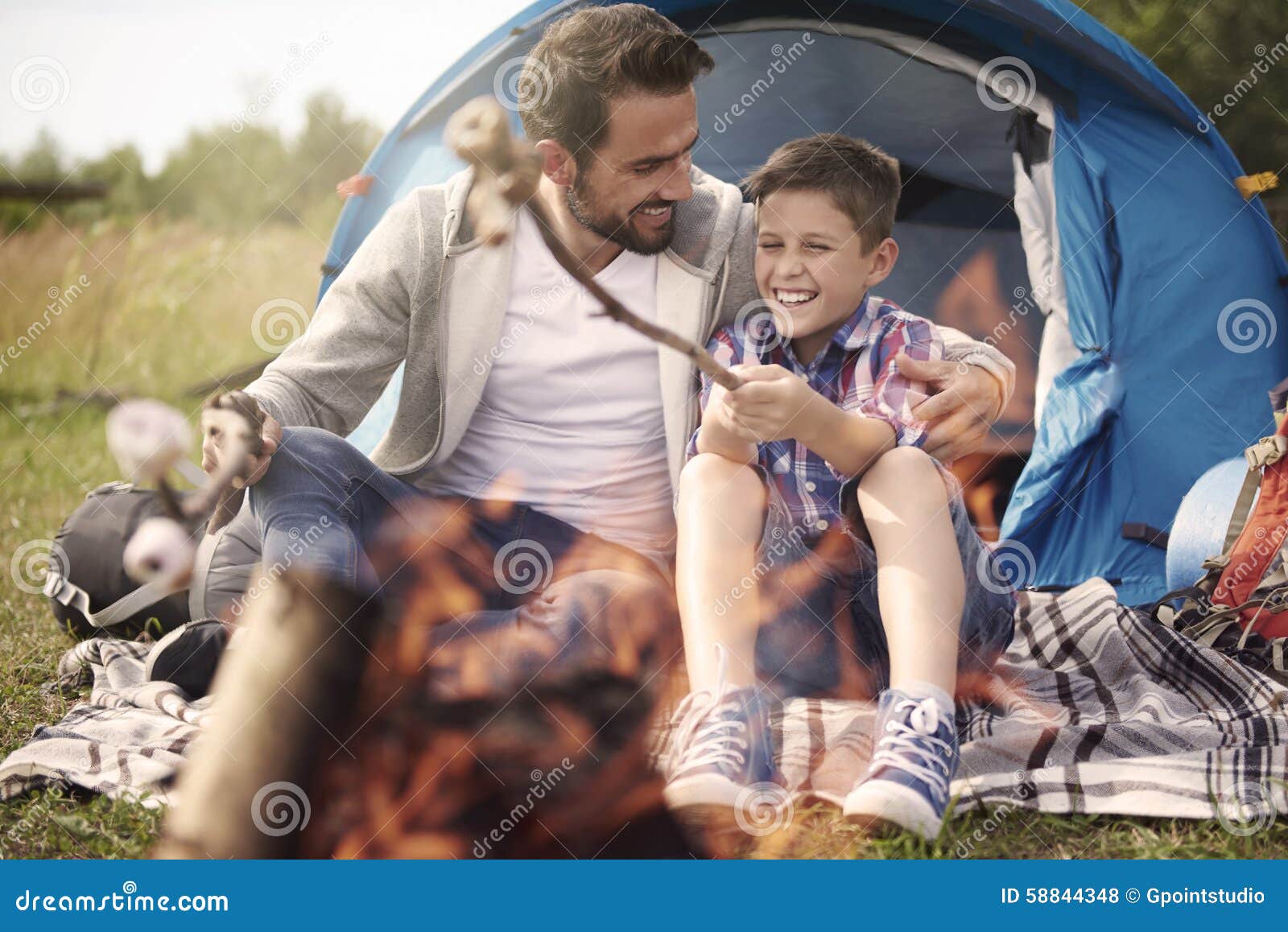 Camping with my son stock photo. Image of human, camping - 58844348