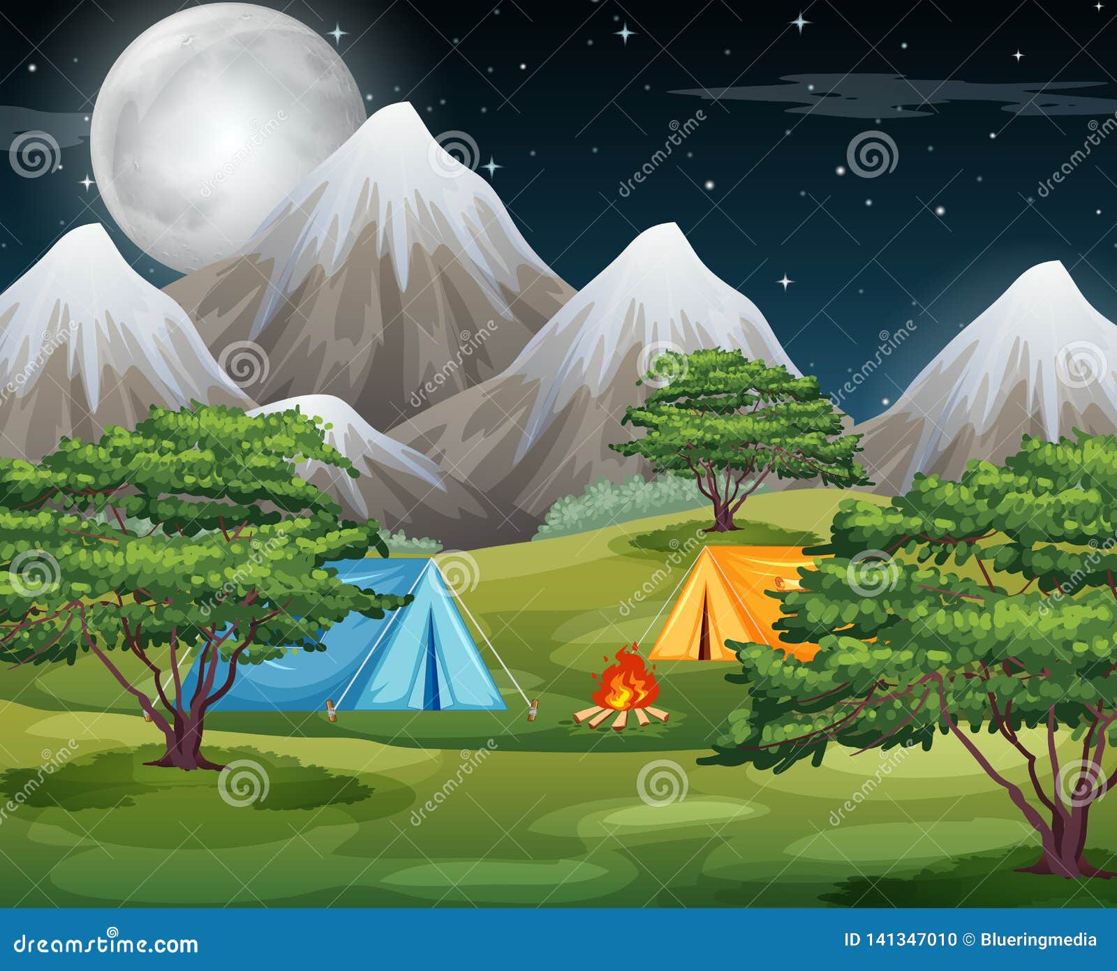 Camping in he nature stock vector. Illustration of natural - 141347010