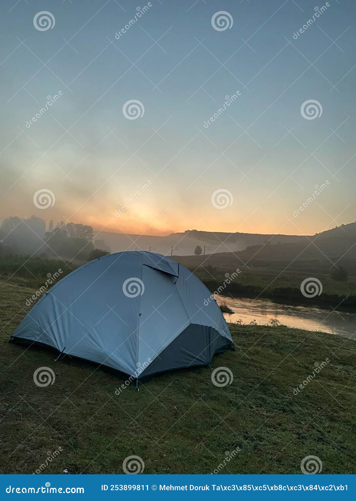 Camping in the Nature Tent at Sunrise Stock Image - Image of mountain ...