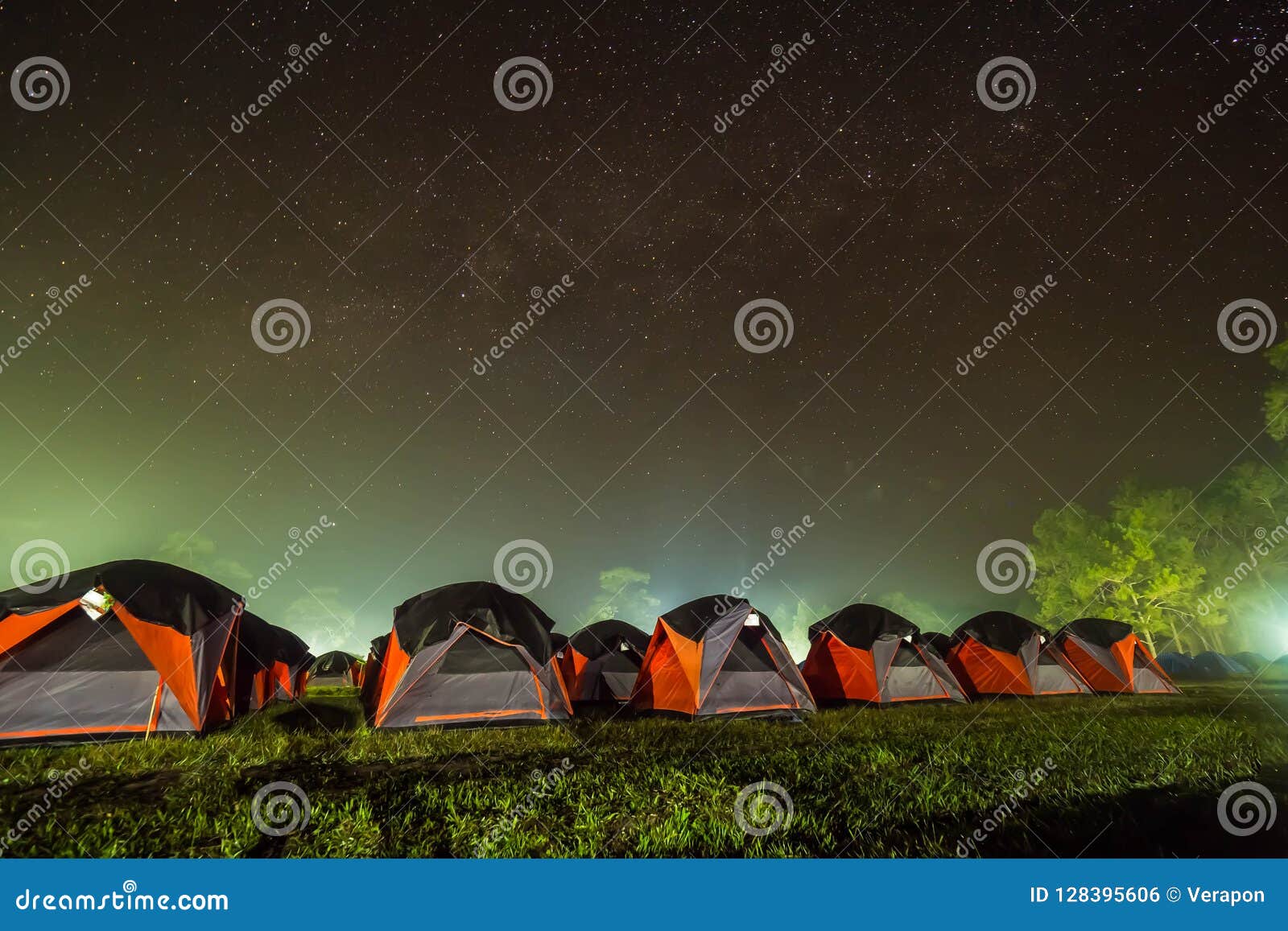 Camping at night. stock photo. Image of tent, star, mountain - 128395606