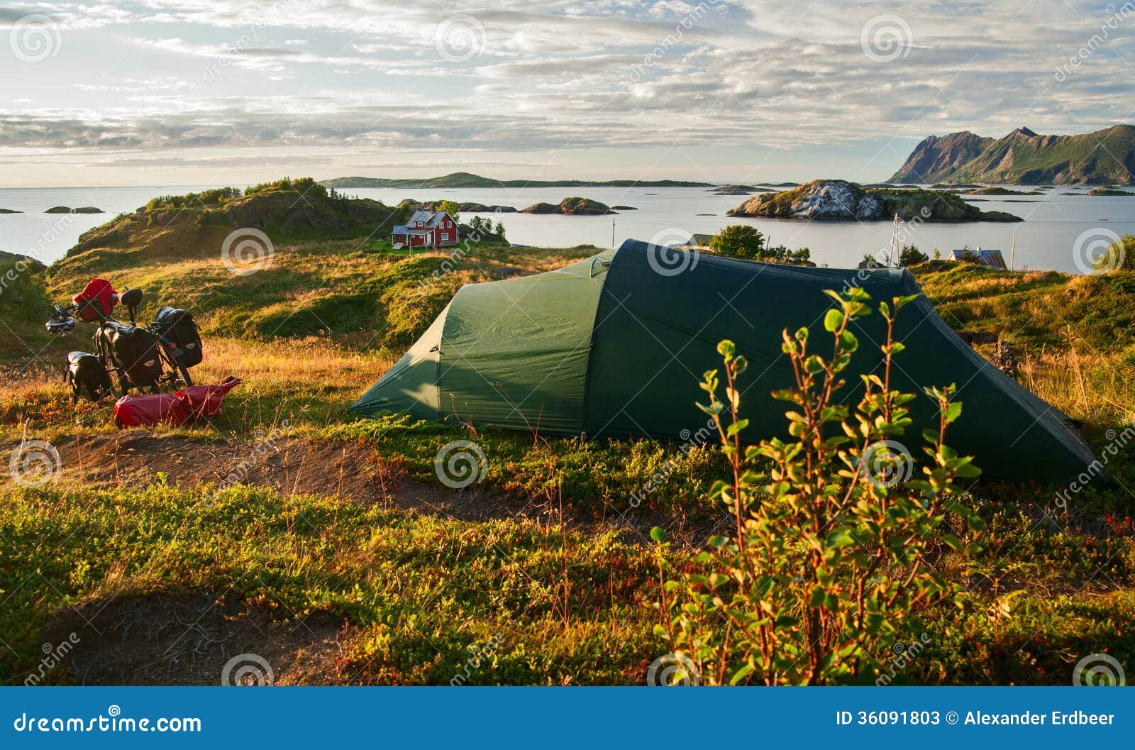 Camping in norway stock image. Image of outdoor, bike - 36091803