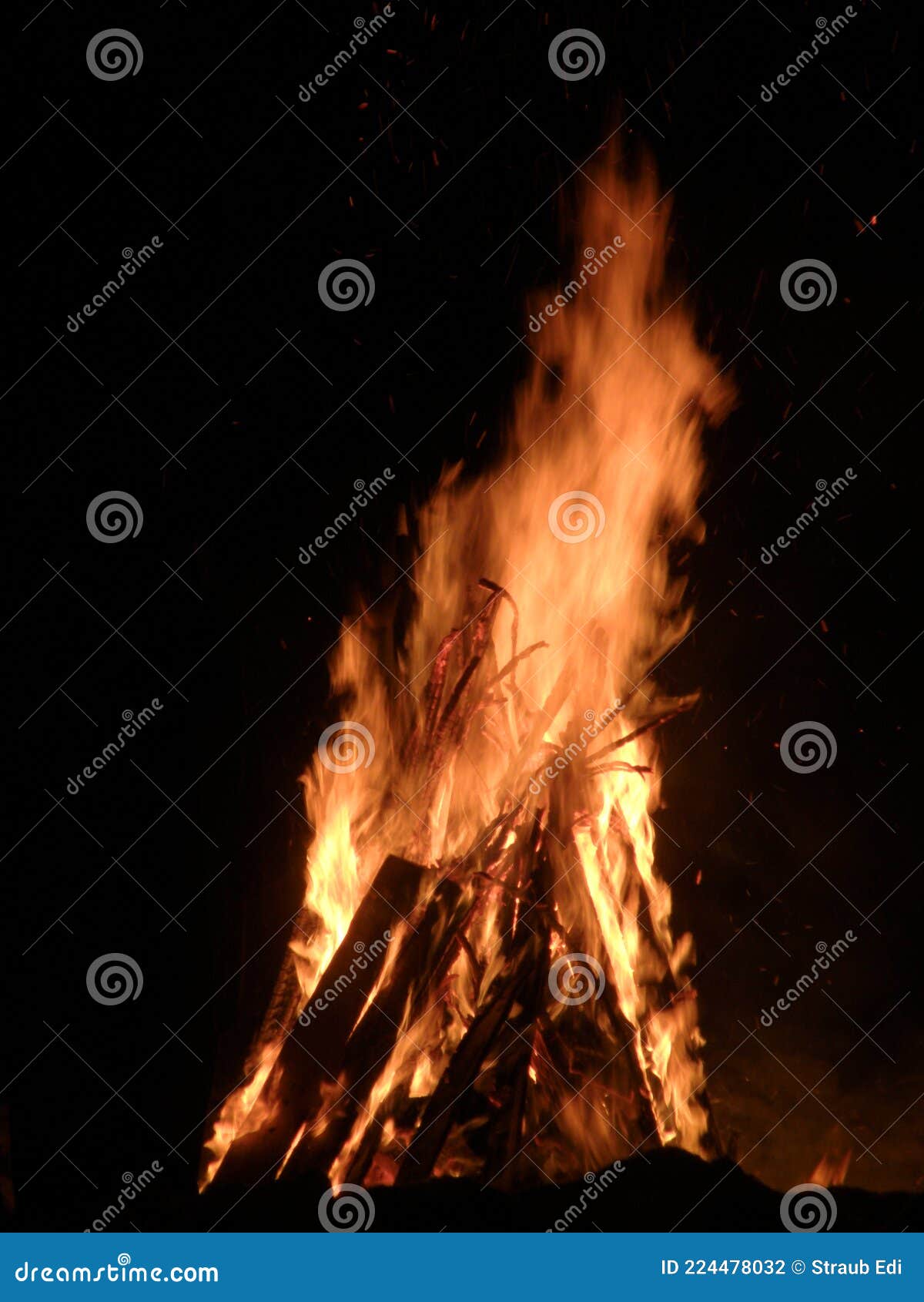 Camping open fire stock photo. Image of camping, evening - 224478032