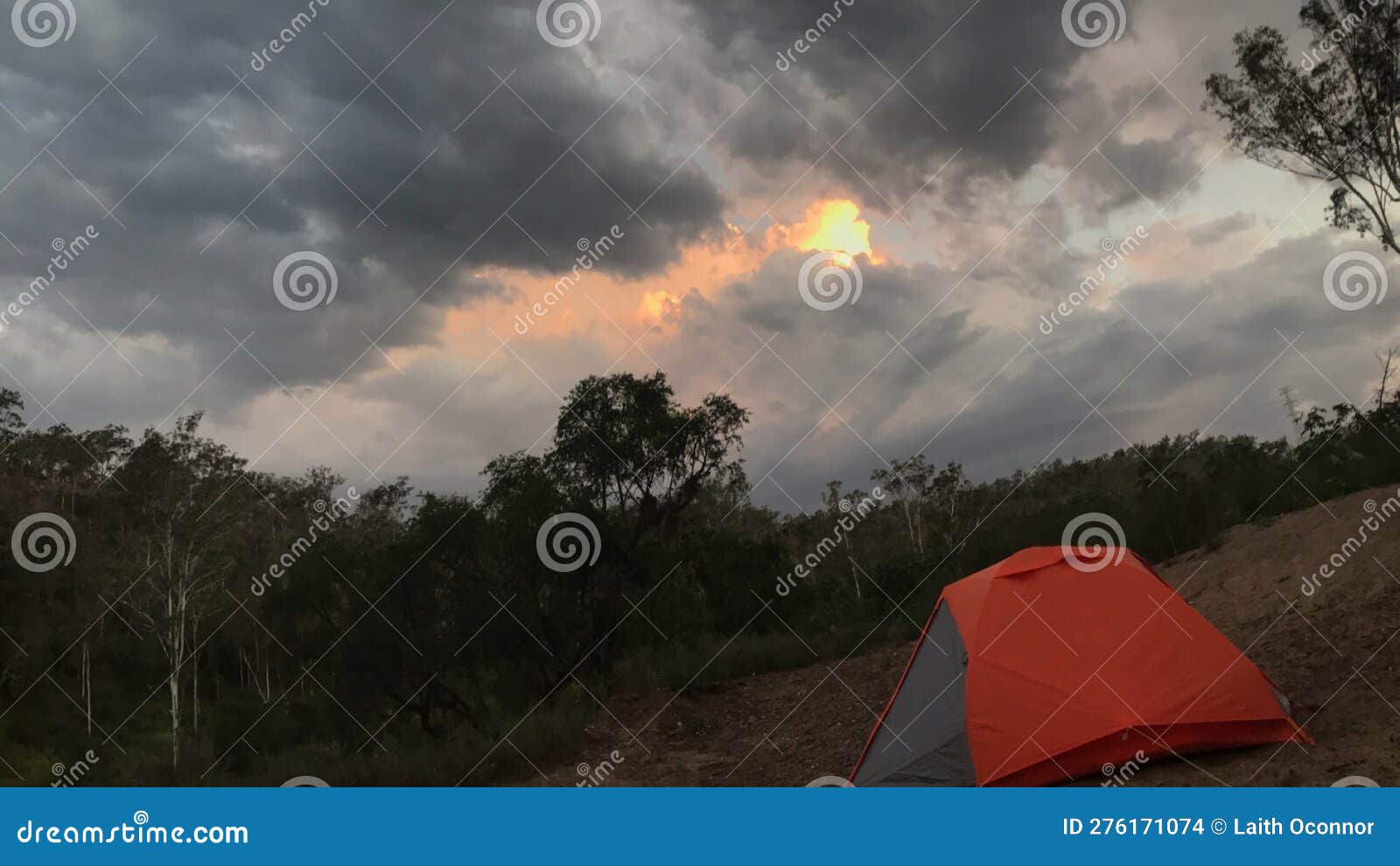 Camping orange sky view stock photo. Image of nature - 276171074