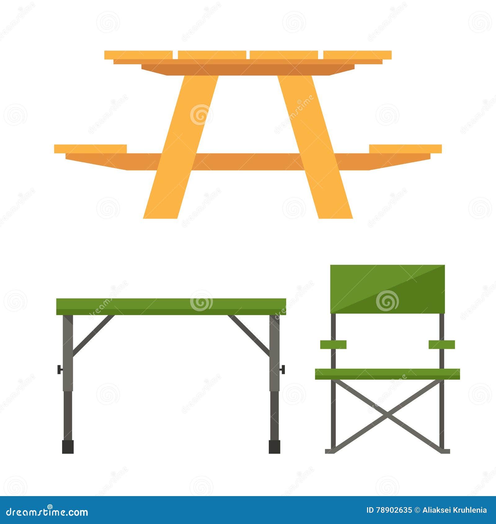 Camping And Picnic Table Cartoon Vector | CartoonDealer.com #78902635