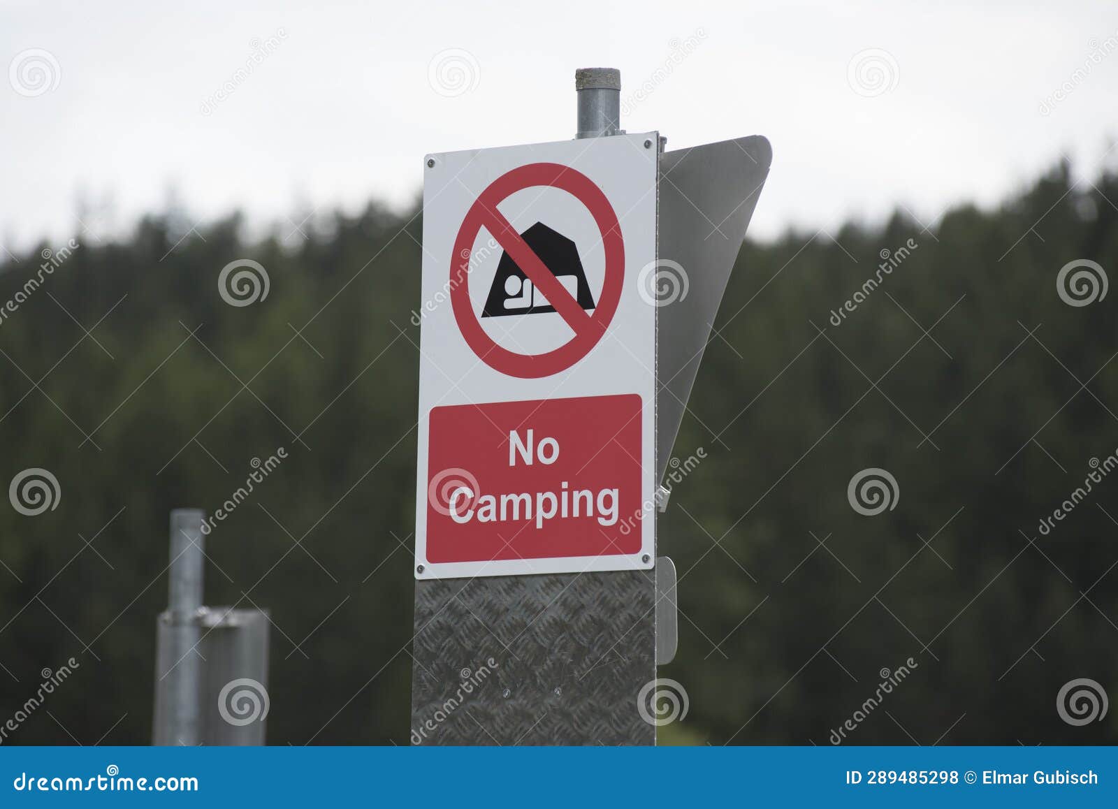 Camping Prohibition Road Sign Stock Photo - Image of prohibited, time ...
