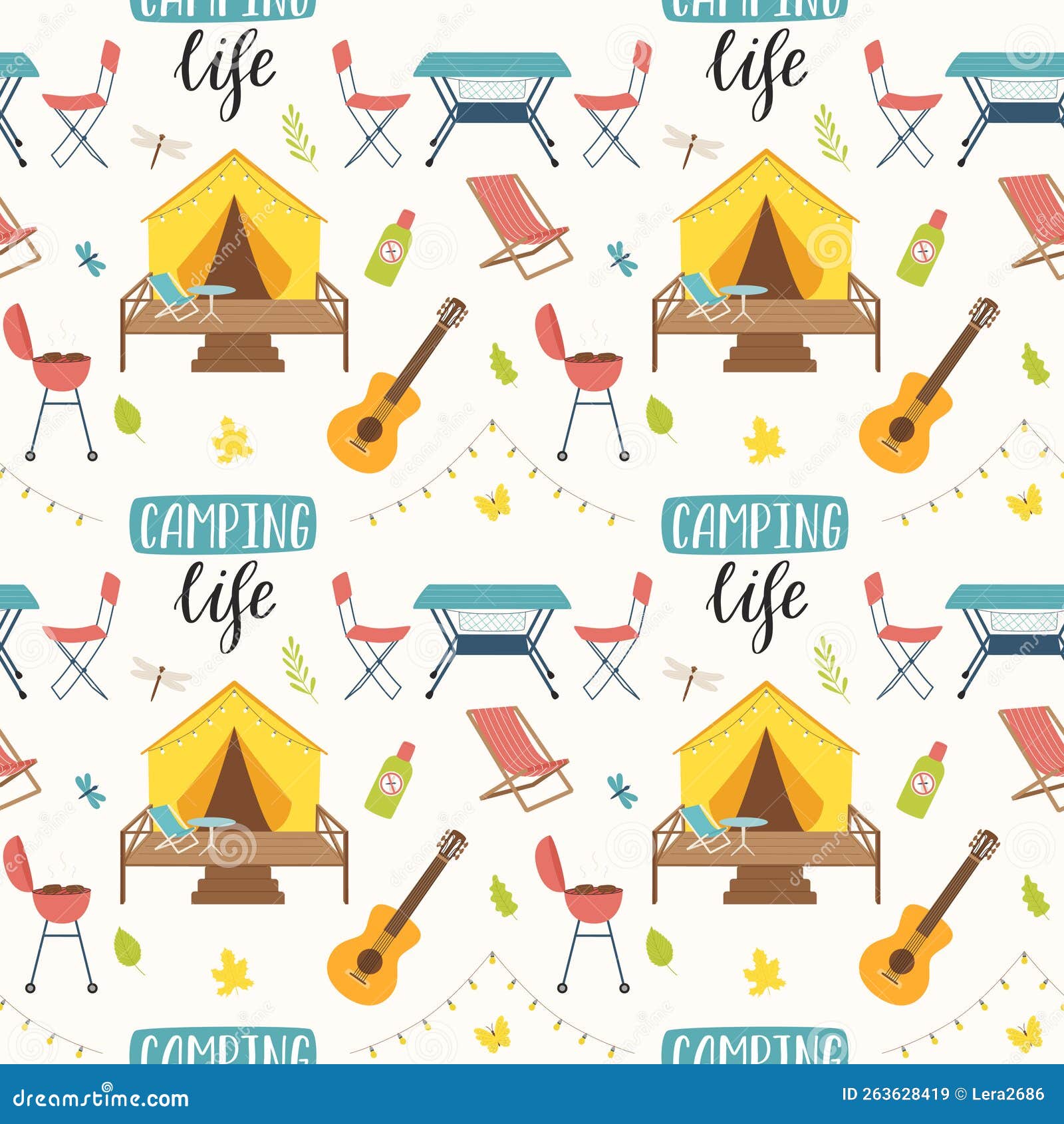 Set Of Glamping Equipment Clipart Png Illustration Cartoon Vector